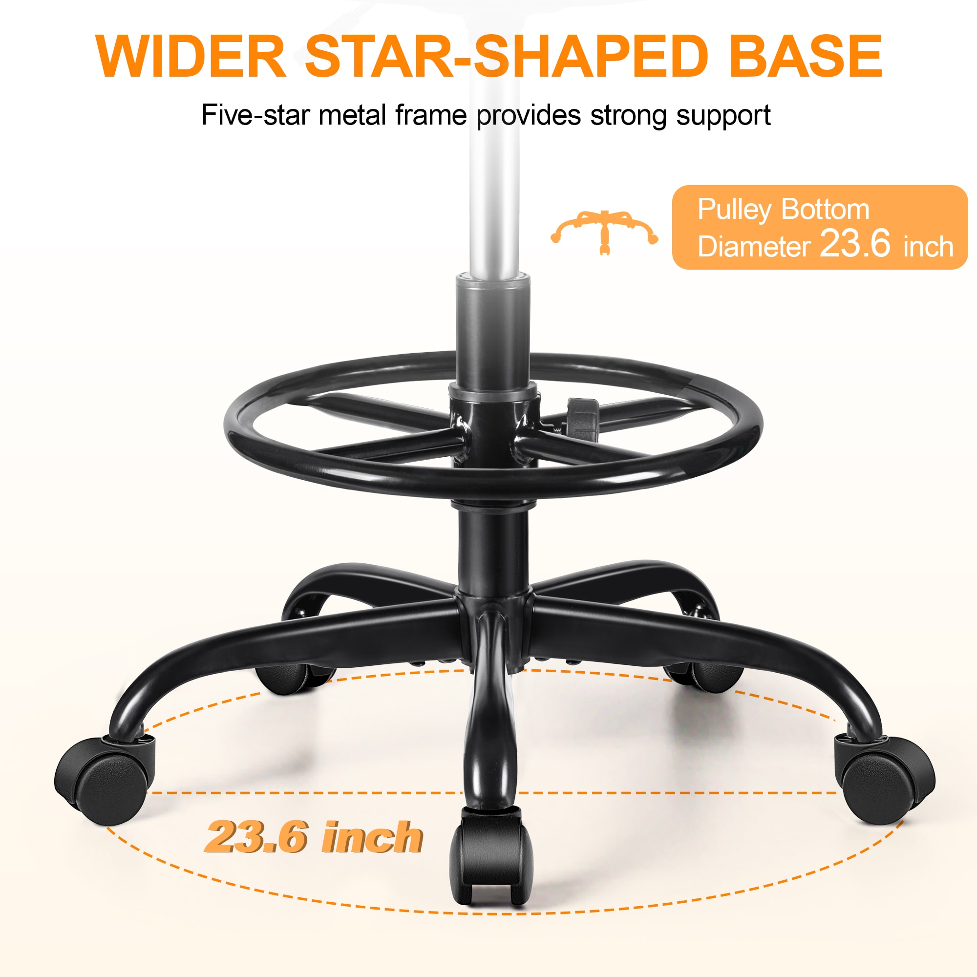 KERDOM Height Adjustable Drafting Stool PU Leather Swivel Chair with ...