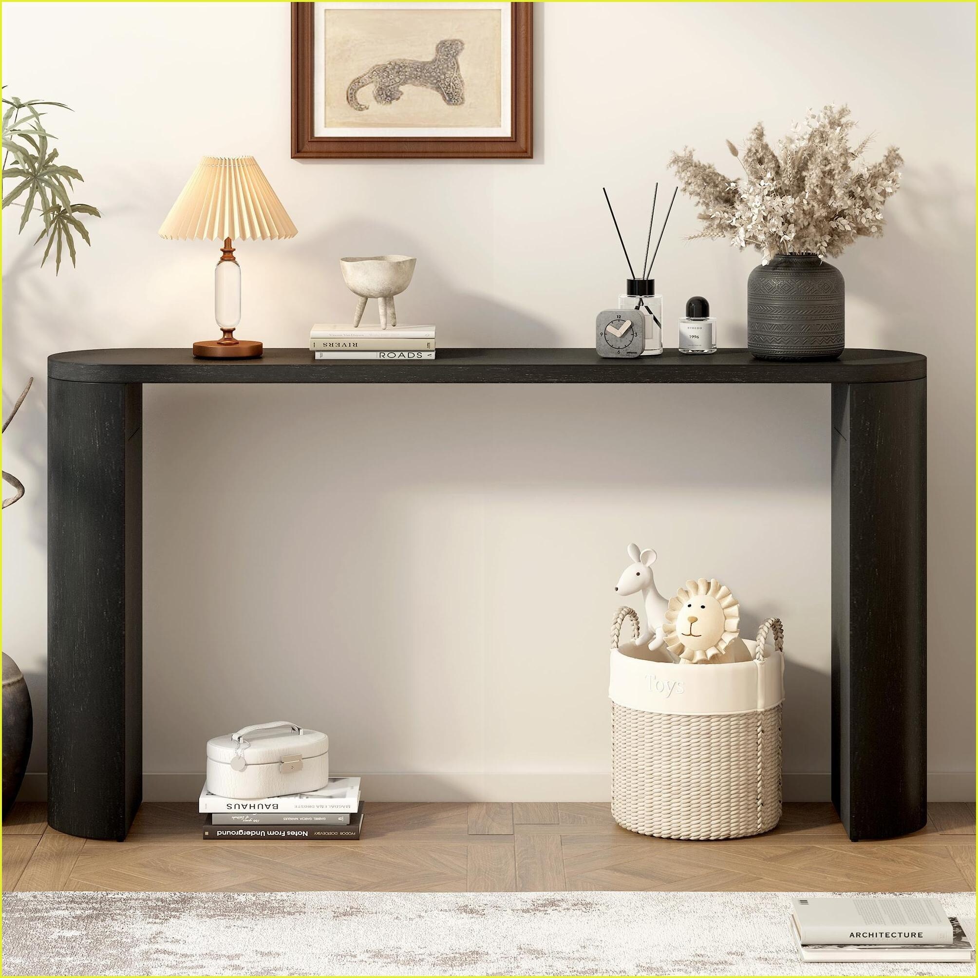 Watnature Simple Modern Coffee Table with Semi Cyl Legs MDF orRubber ...