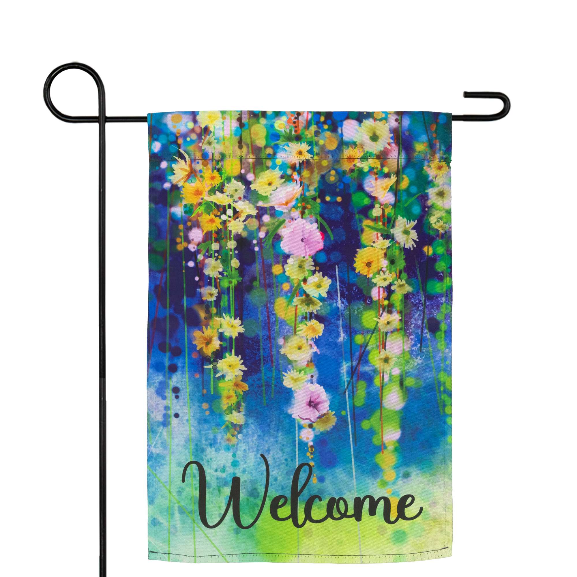 Northlight Watercolor Floral Welcome Outdoor Garden Flag 18 inch x 12.5 ...