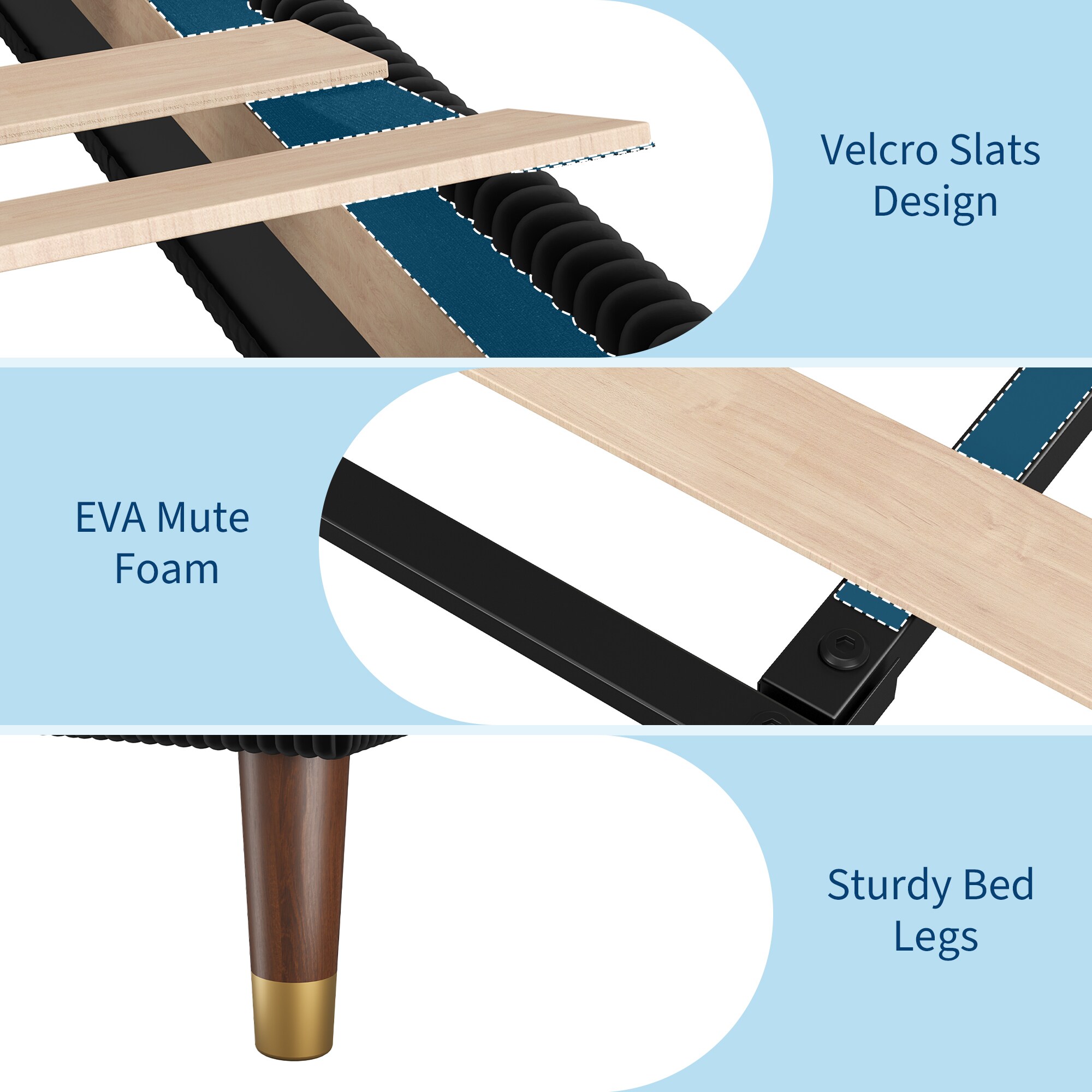 Assile King Black Upholstered Platform Bed Frame with Vertical Channel ...