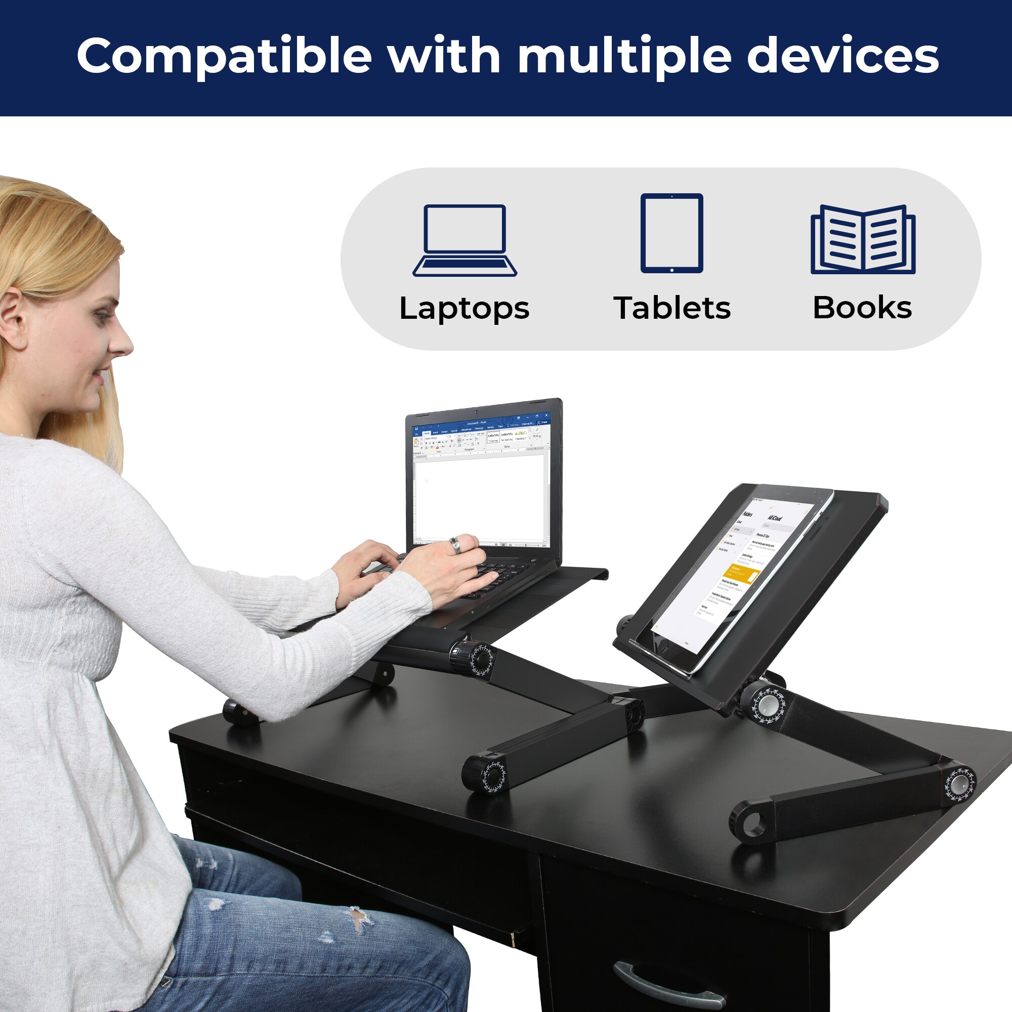 Uncaged Ergonomics Portable Aluminum Laptop Stand Lightweight Adjustable Black WELB at Lowes