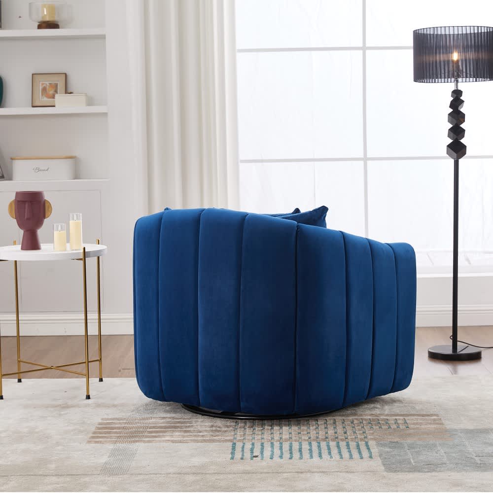 Coolbibila Oversized Blue Velvet Swivel Accent Barrel Chair Pumpkin ...