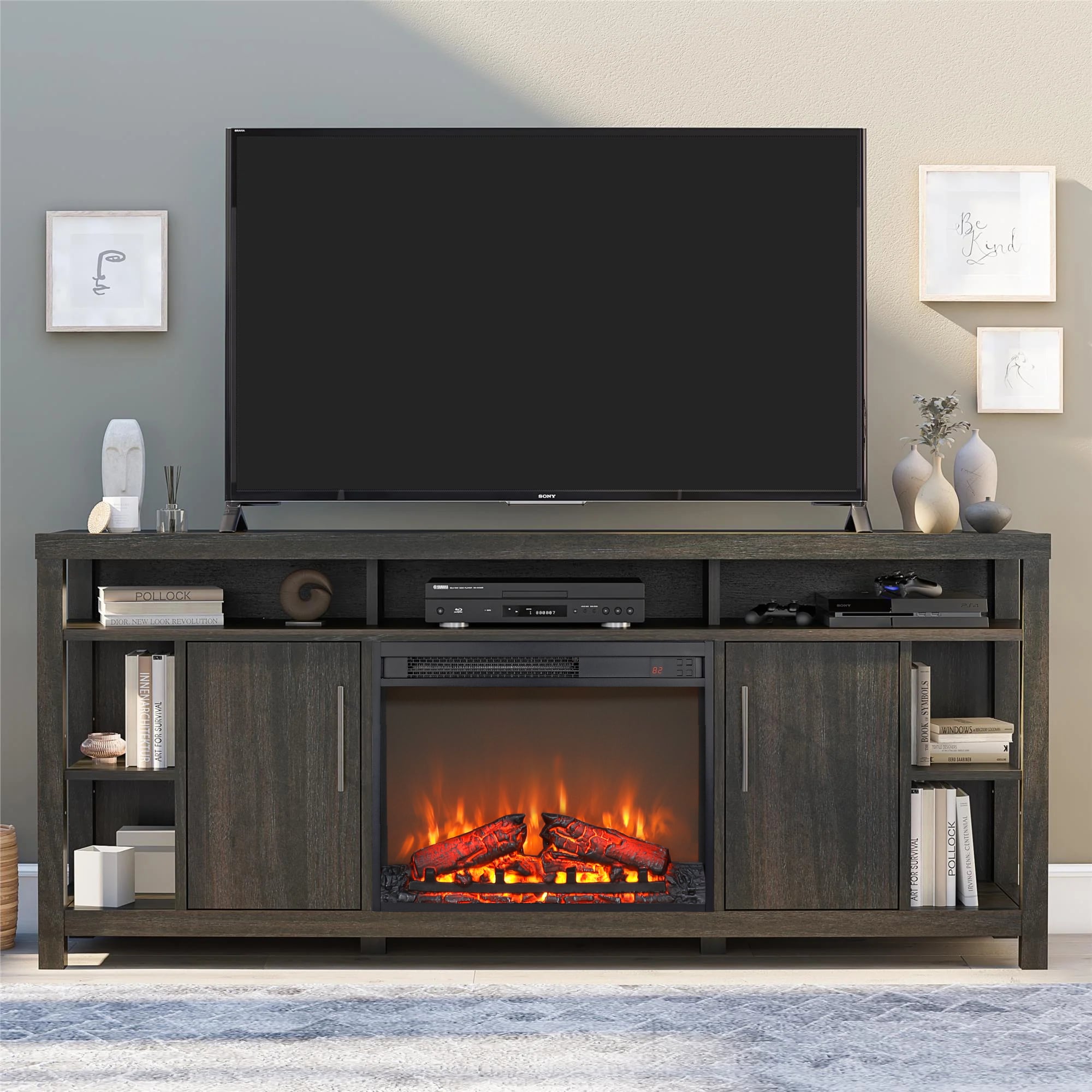 Oizaye 24-in W Black Free standing Infrared quartz Flat Wall Electric ...