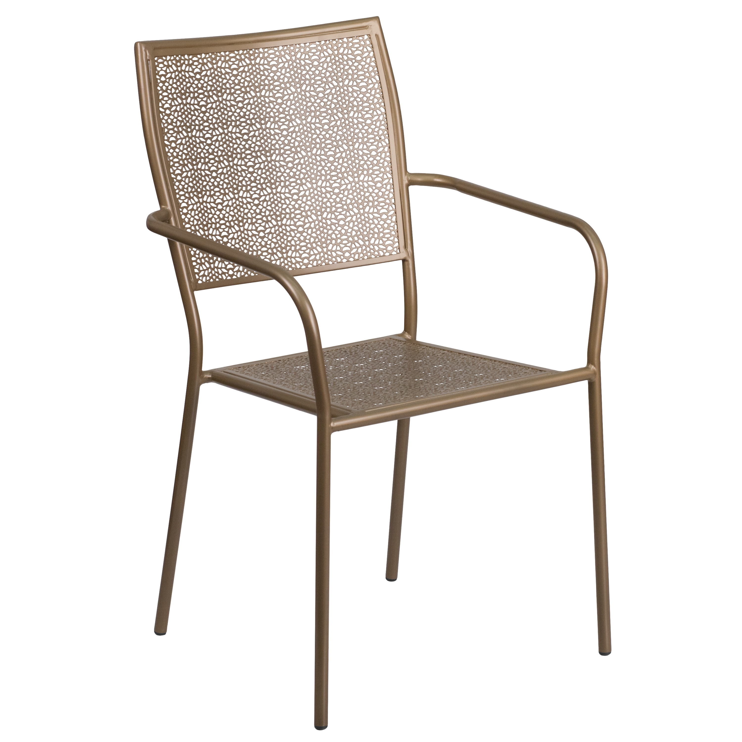 Emma + Oliver Commercial Grade Gold Indoor-Outdoor Steel Patio Arm ...