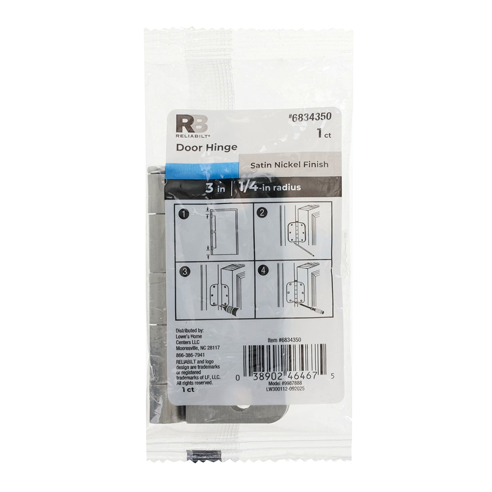 RELIABILT 3-in H x 1/4-in Radius Satin Nickel Mortise Interior Door ...