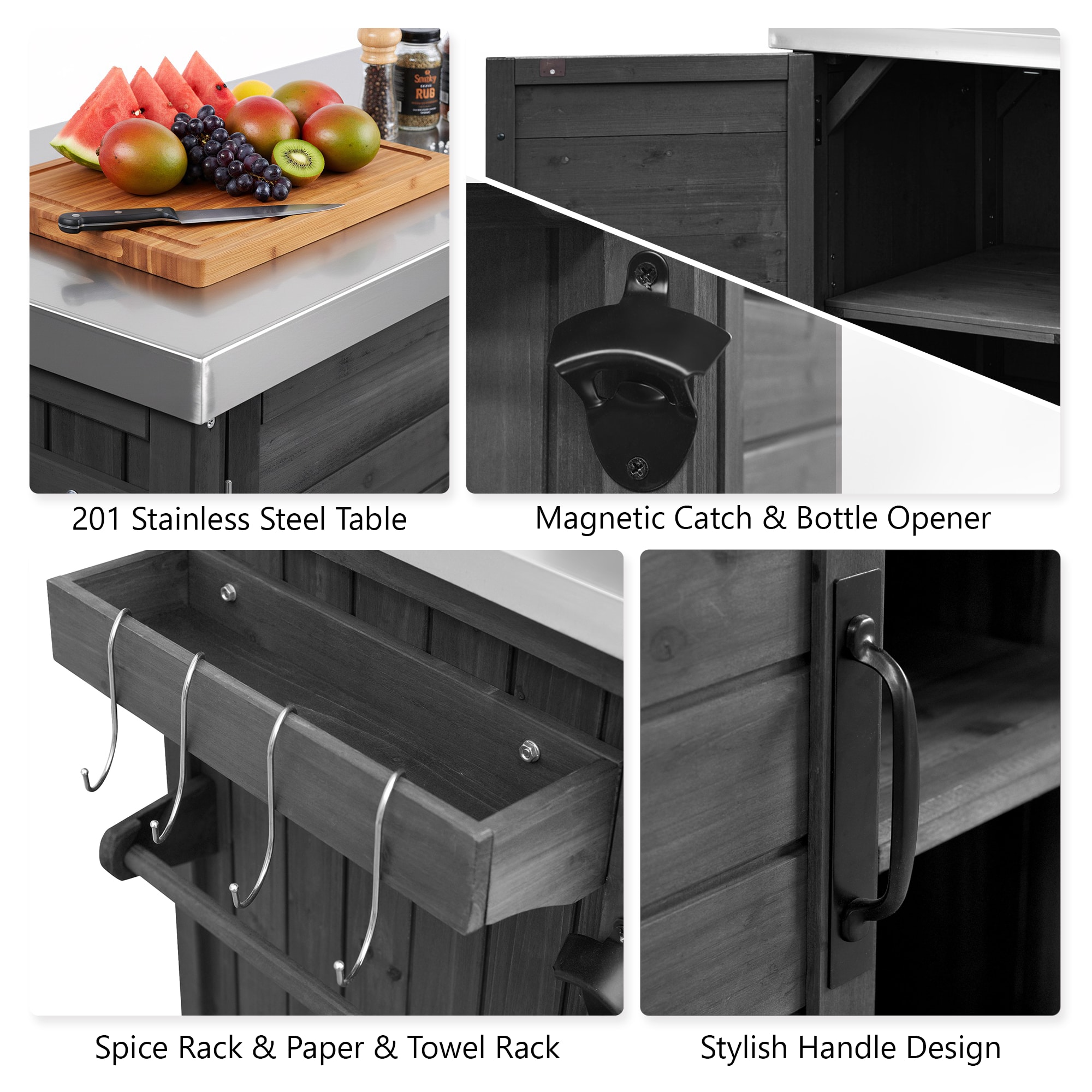 ModernLuxe Assembly Required 78.3inch Outdoor Kitchen Island with ...