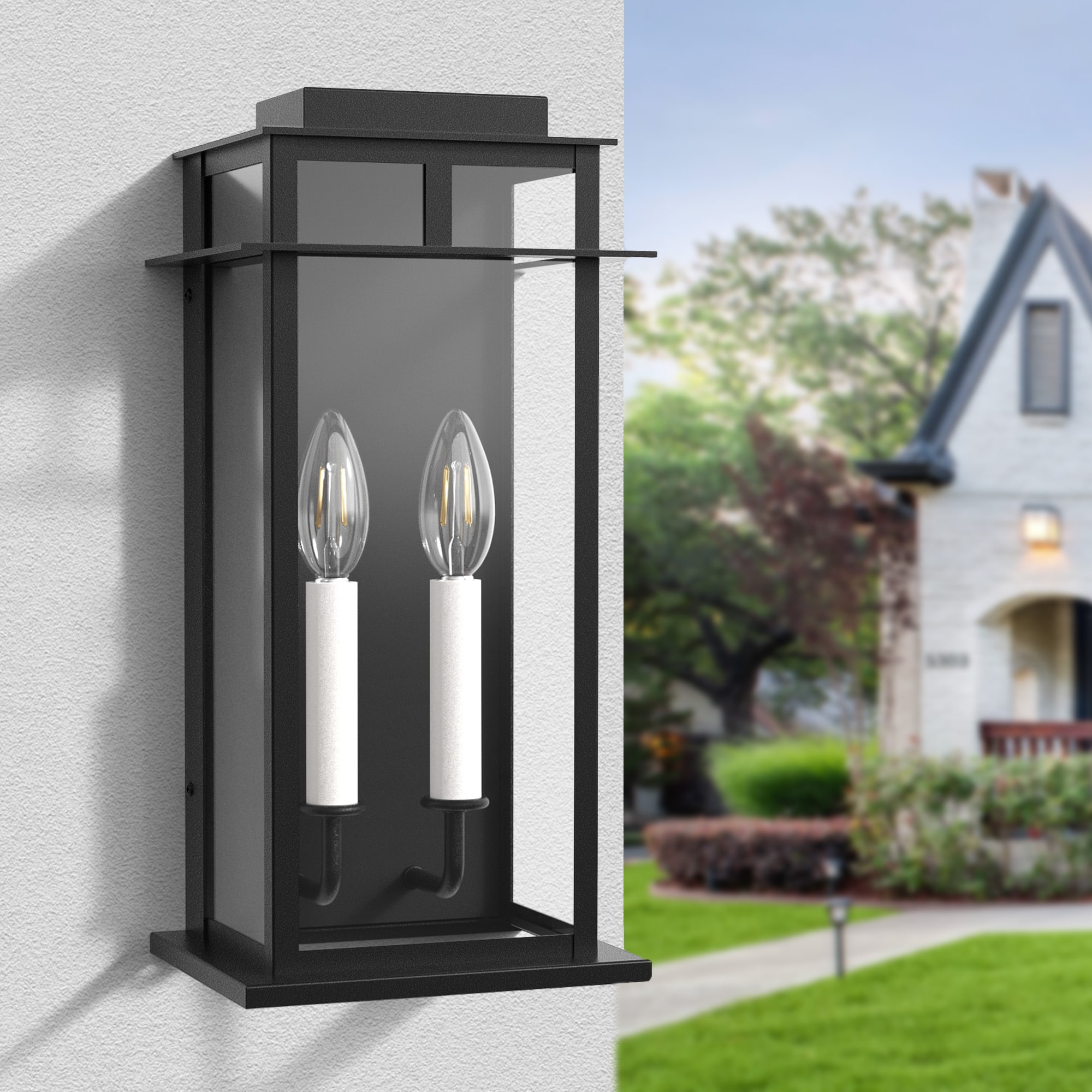Maxax Montpelier 2 -Light 15.6-in H Matte Black Hardwired Dusk to Dawn ...