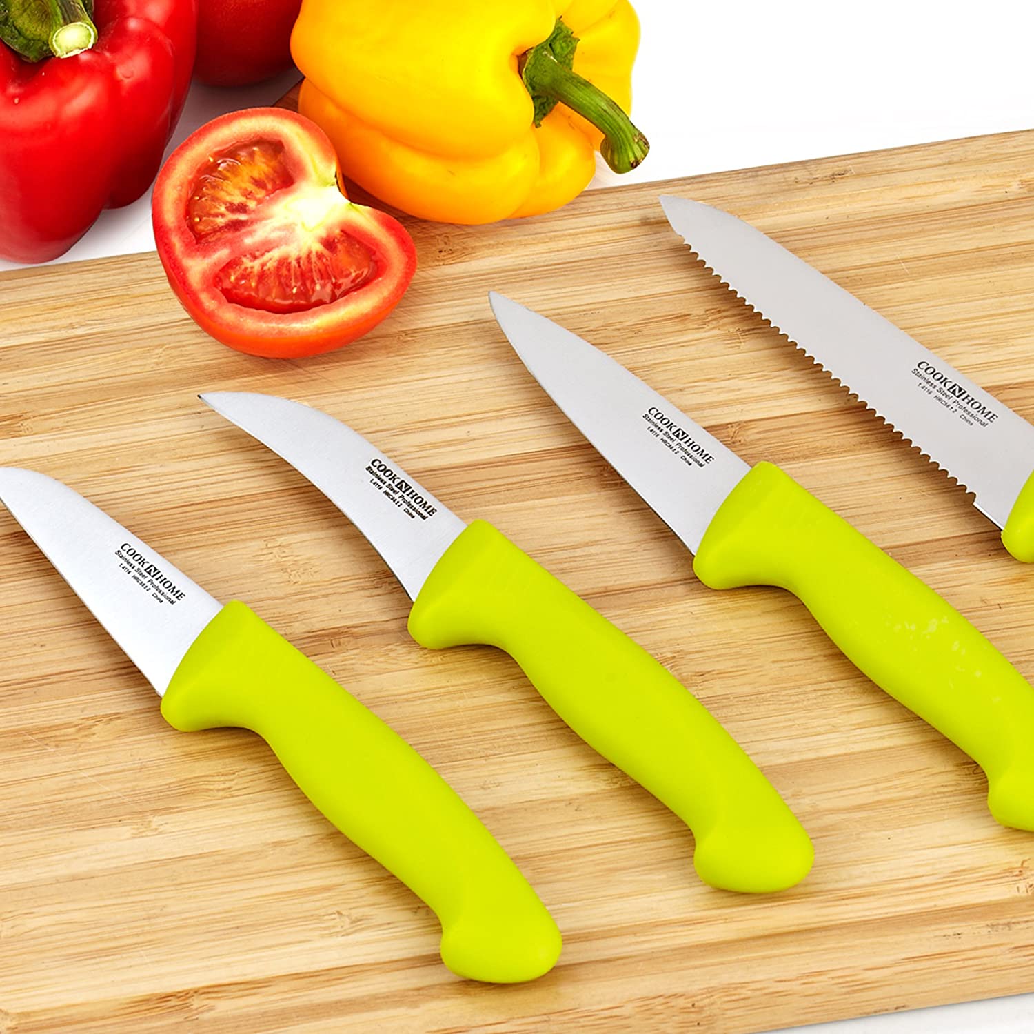 Cook N Home 4-Piece Paring Knife Set - High Carbon German Stainless ...