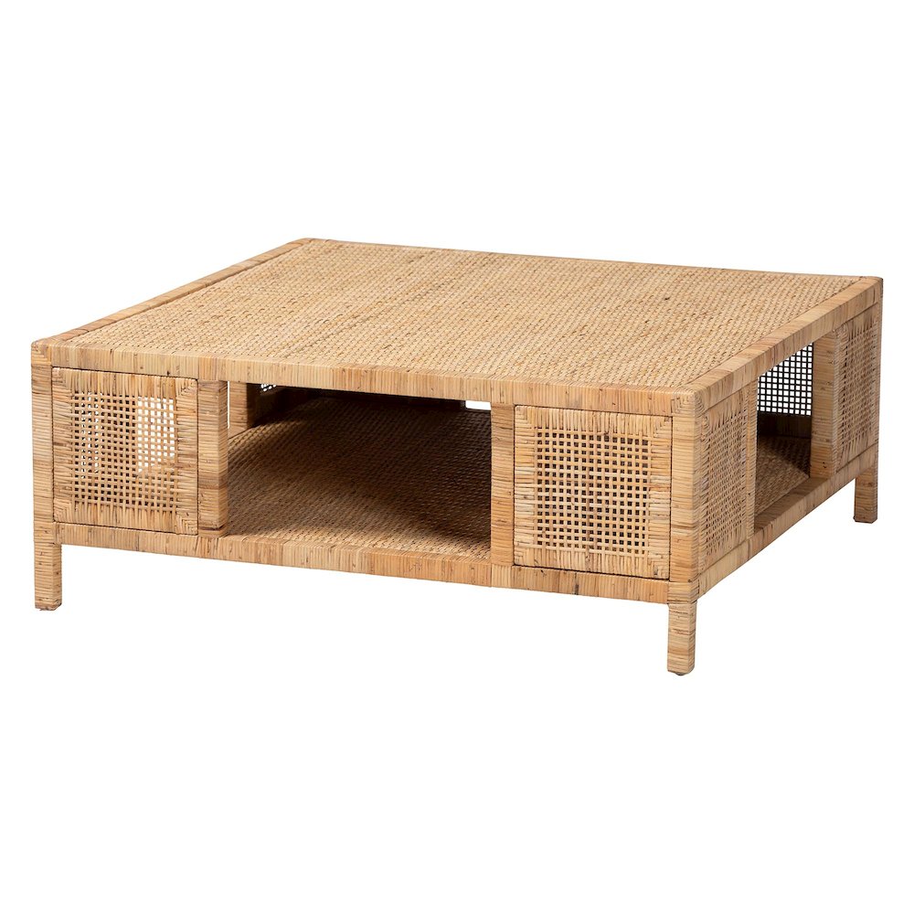 bali & pari Kalimantan Bohemian Light Honey Rattan and Mahogany Wood ...