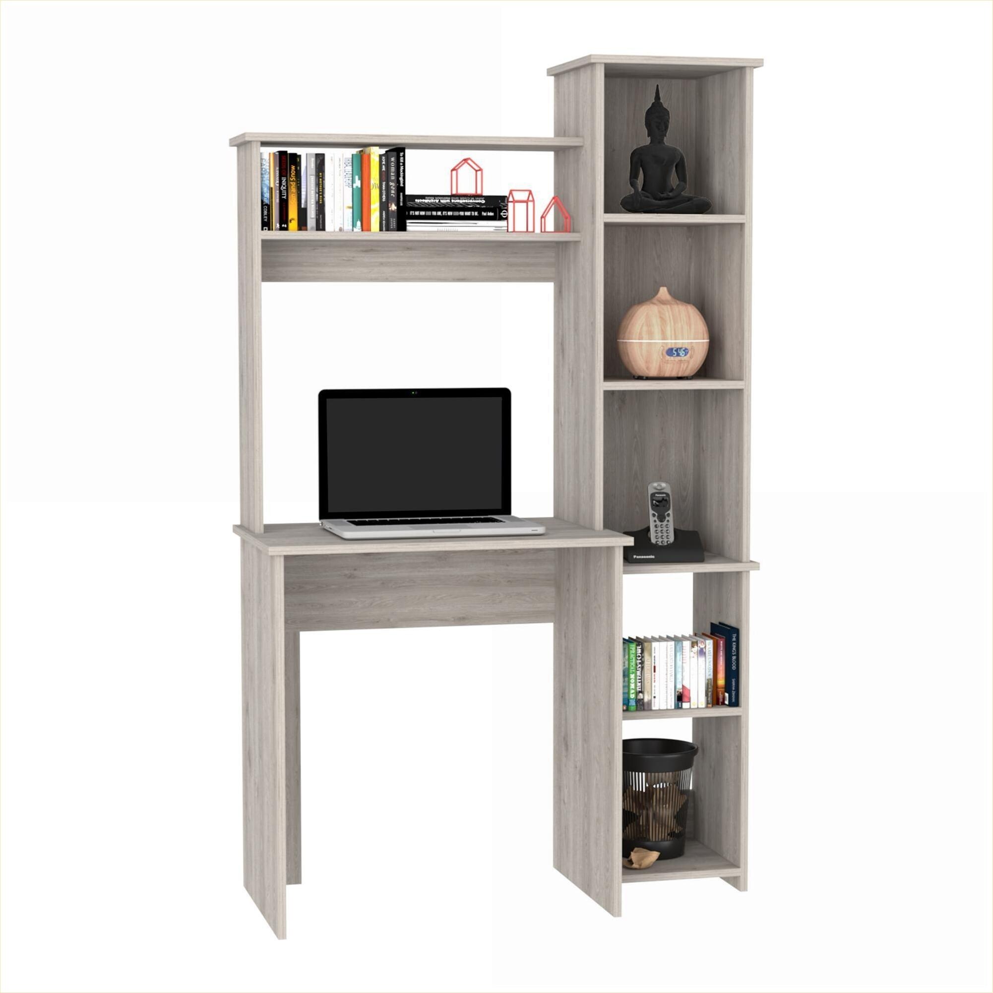 Watnature Writing Desk Compact Storage Gray-toned Particle Board Work ...