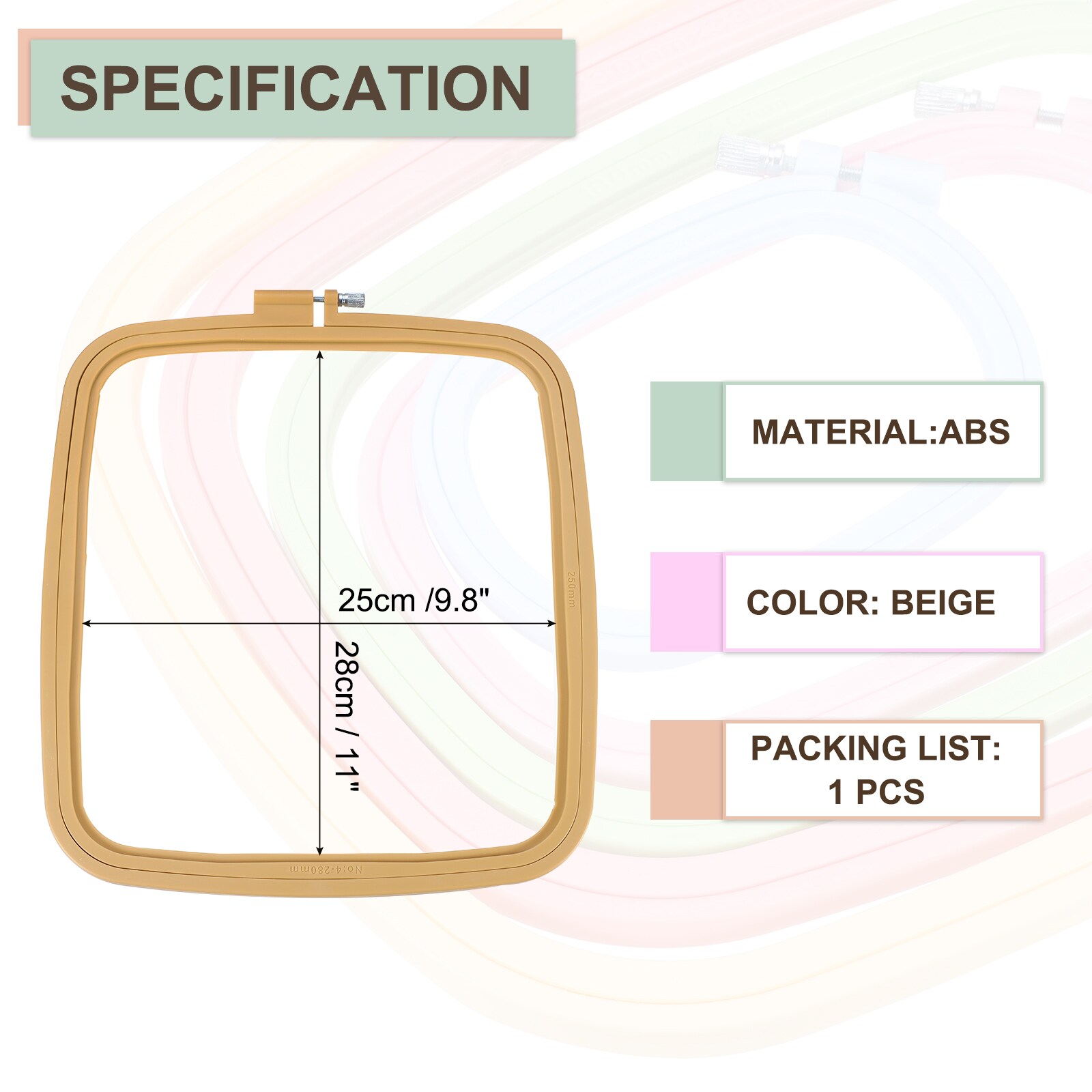 PATIKIL 9.8inch x 11inch Square Embroidery Hoops Adjustable Cross ...