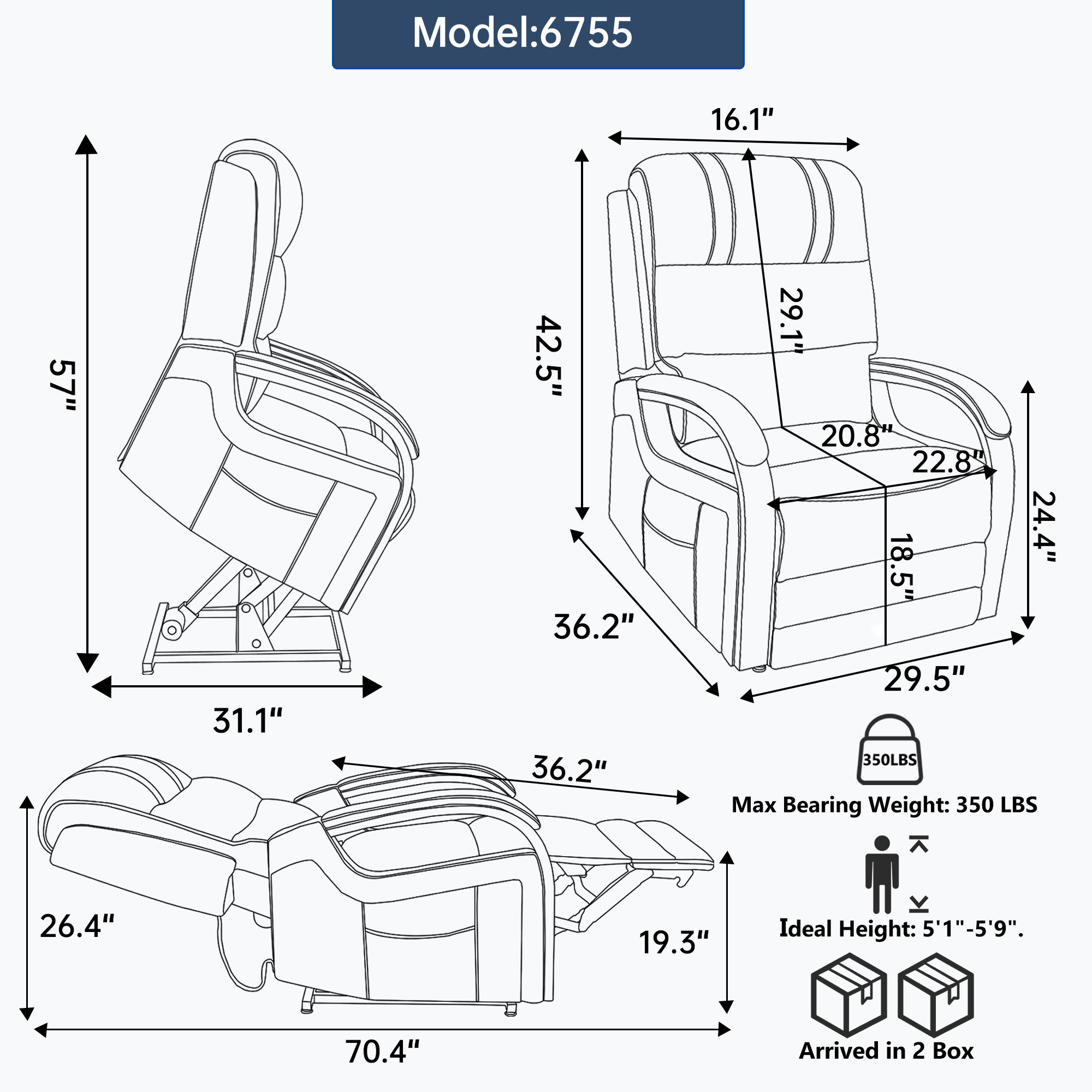 Etokfoks Power Lift Recliner Chair Dual Motor Infinite Position ...
