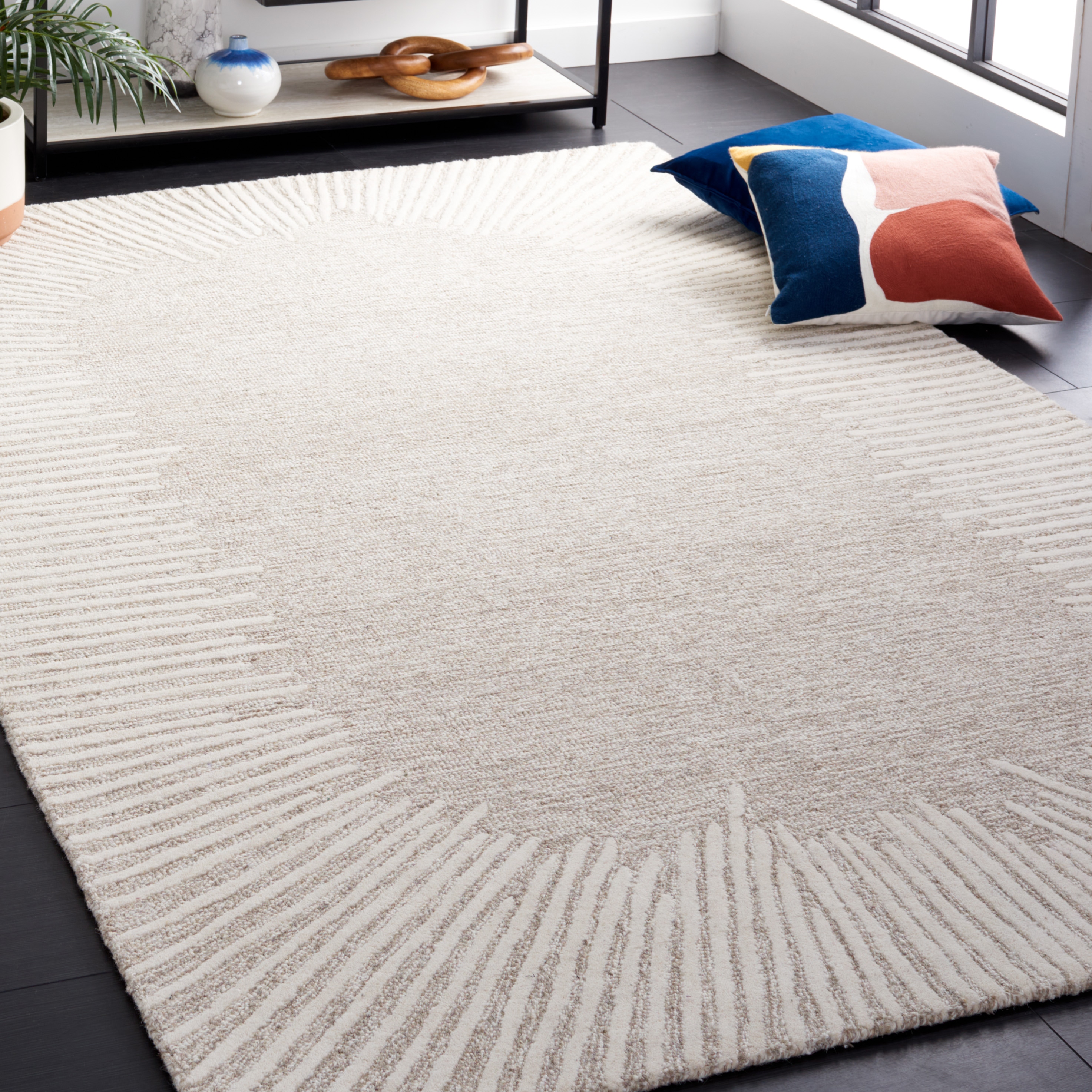 Safavieh Abstract 8 x 10 (ft) Tufted Wool Natural/Ivory Rectangular ...