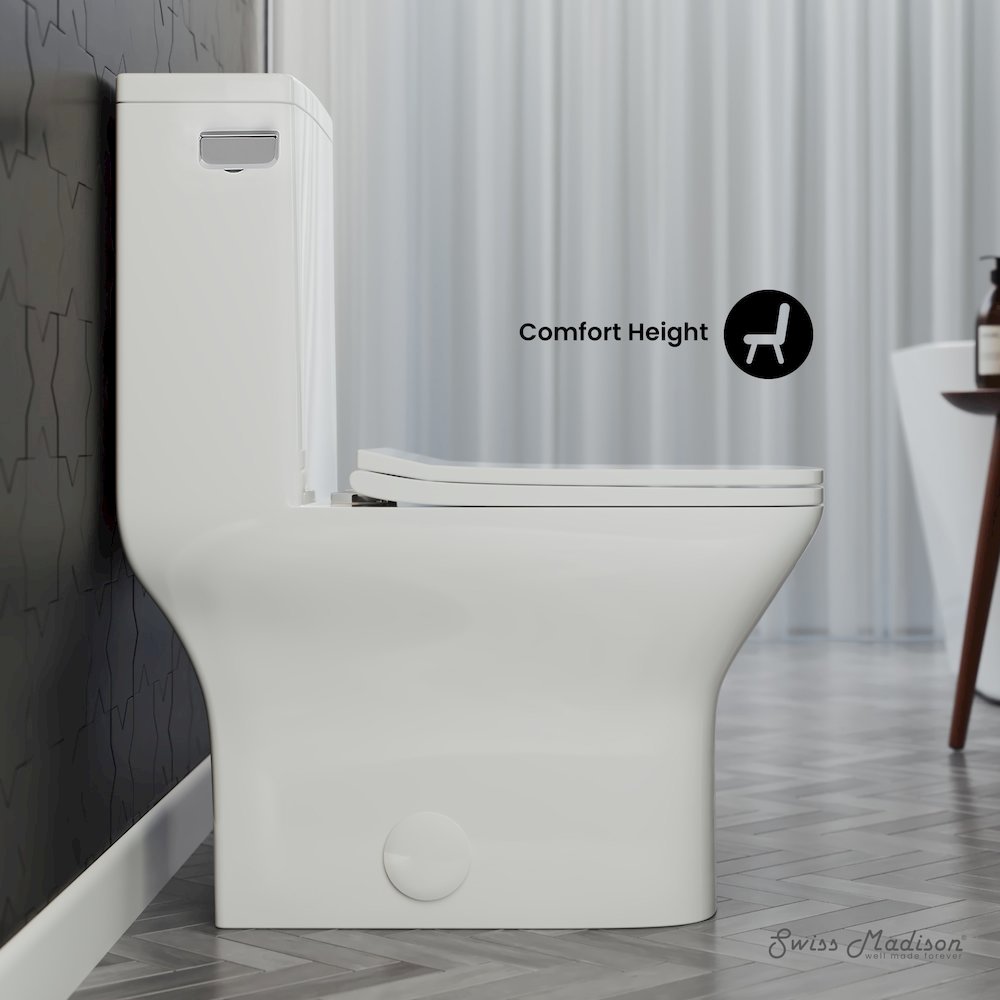 Swiss Madison Carre One-Piece Square Toilet Left Side Flush Handle ...