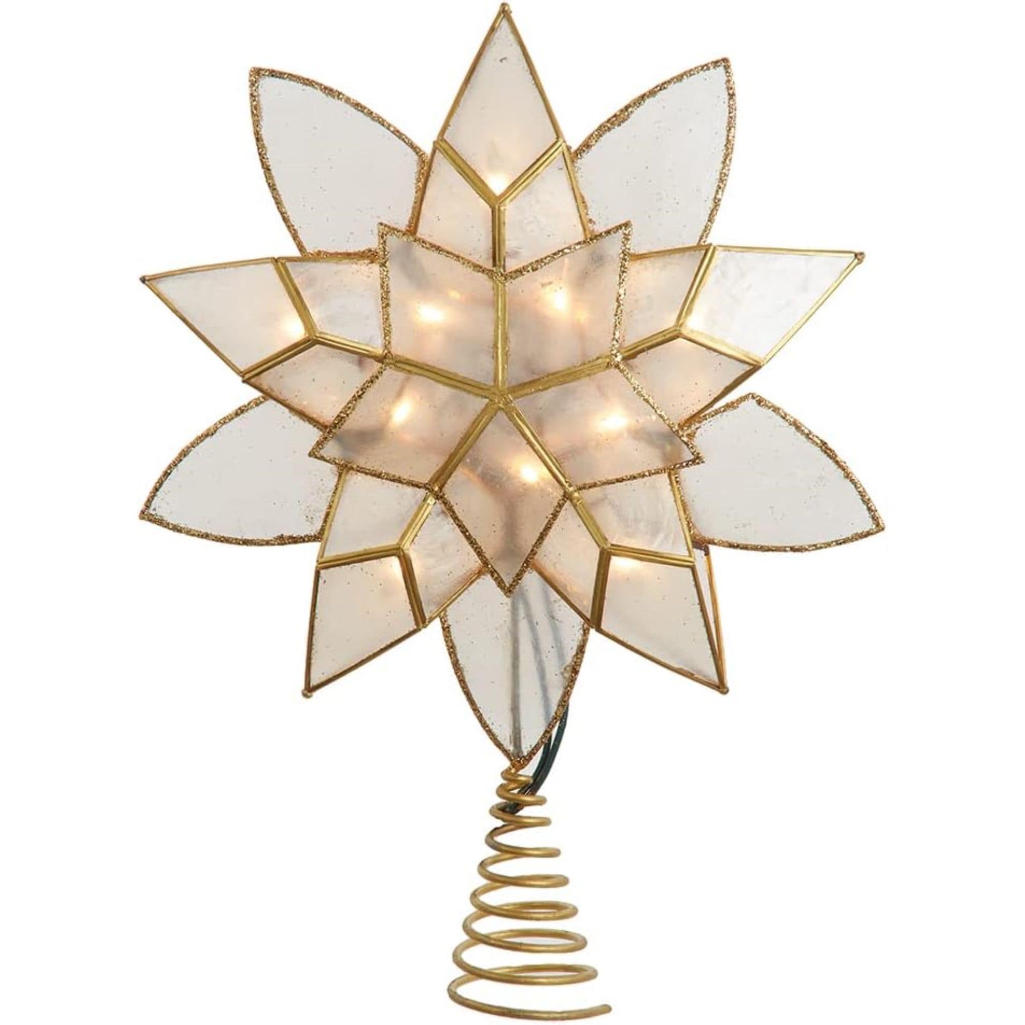 Kurt S. Adler 5 Point 11in Illuminated Gold Capiz Shell Star with 10 ...