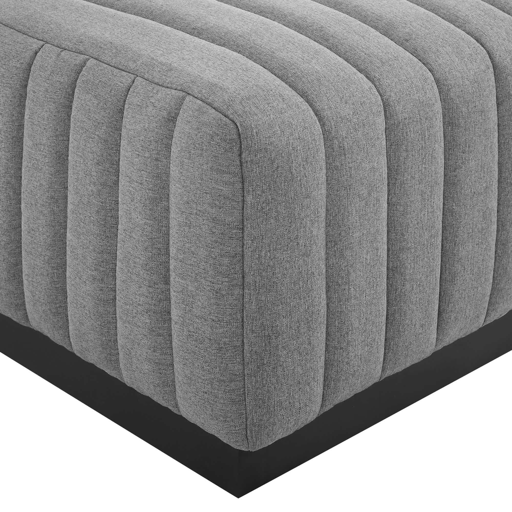 Modway Conjure Channel Tufted Upholstered Fabric Ottoman in Black Light ...