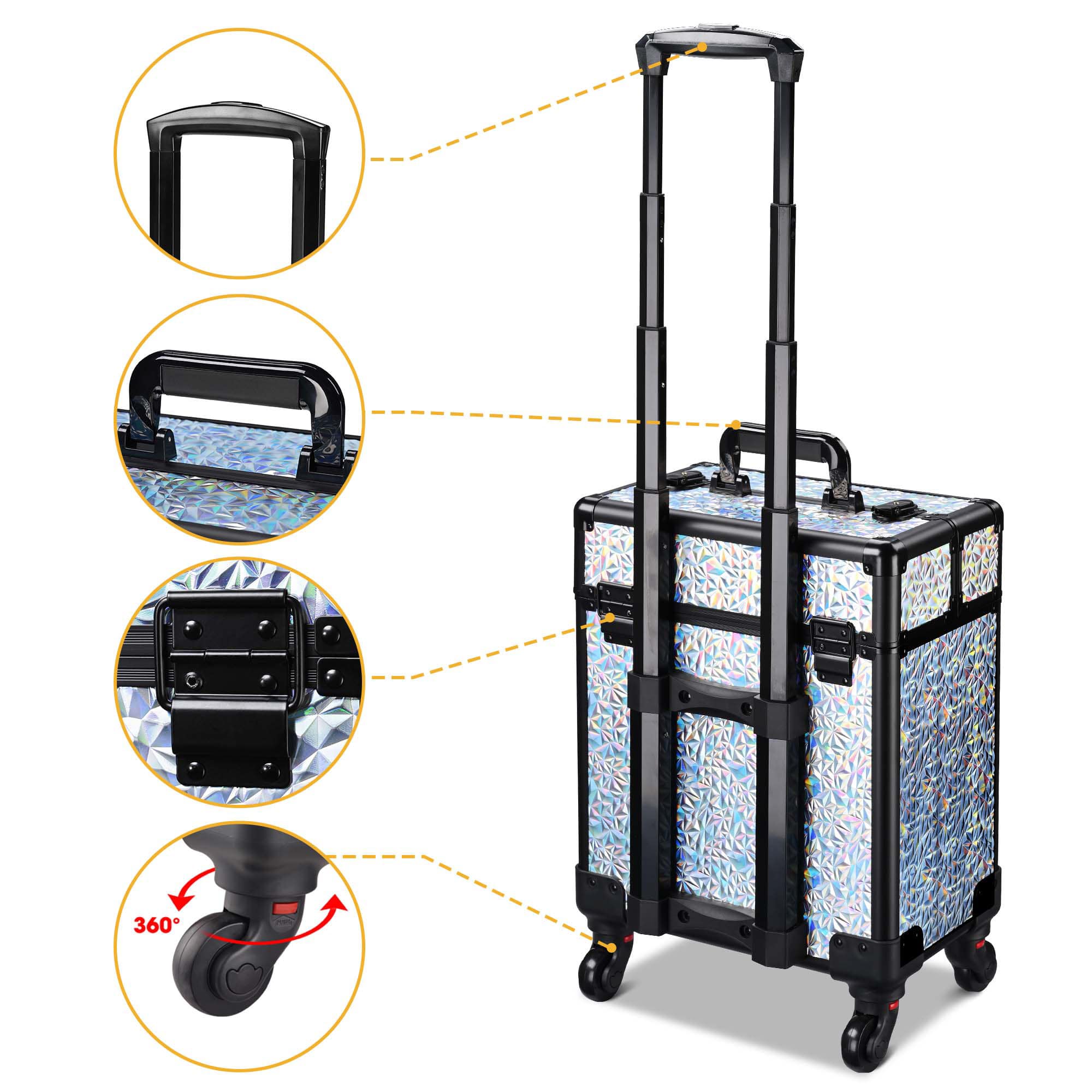 Yescom Byootique Manicure Table Nail Desk and Rolling Makeup Train Case ...
