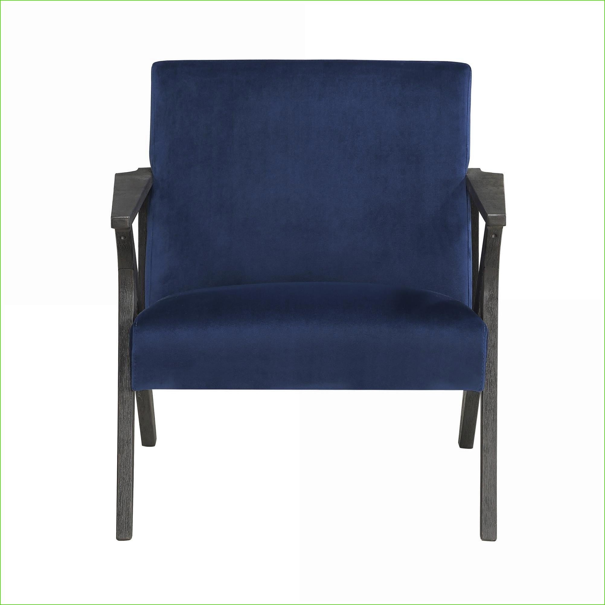 Watnature Retro Royal Blue Velvet Upholstered Accent Chair Solid ...