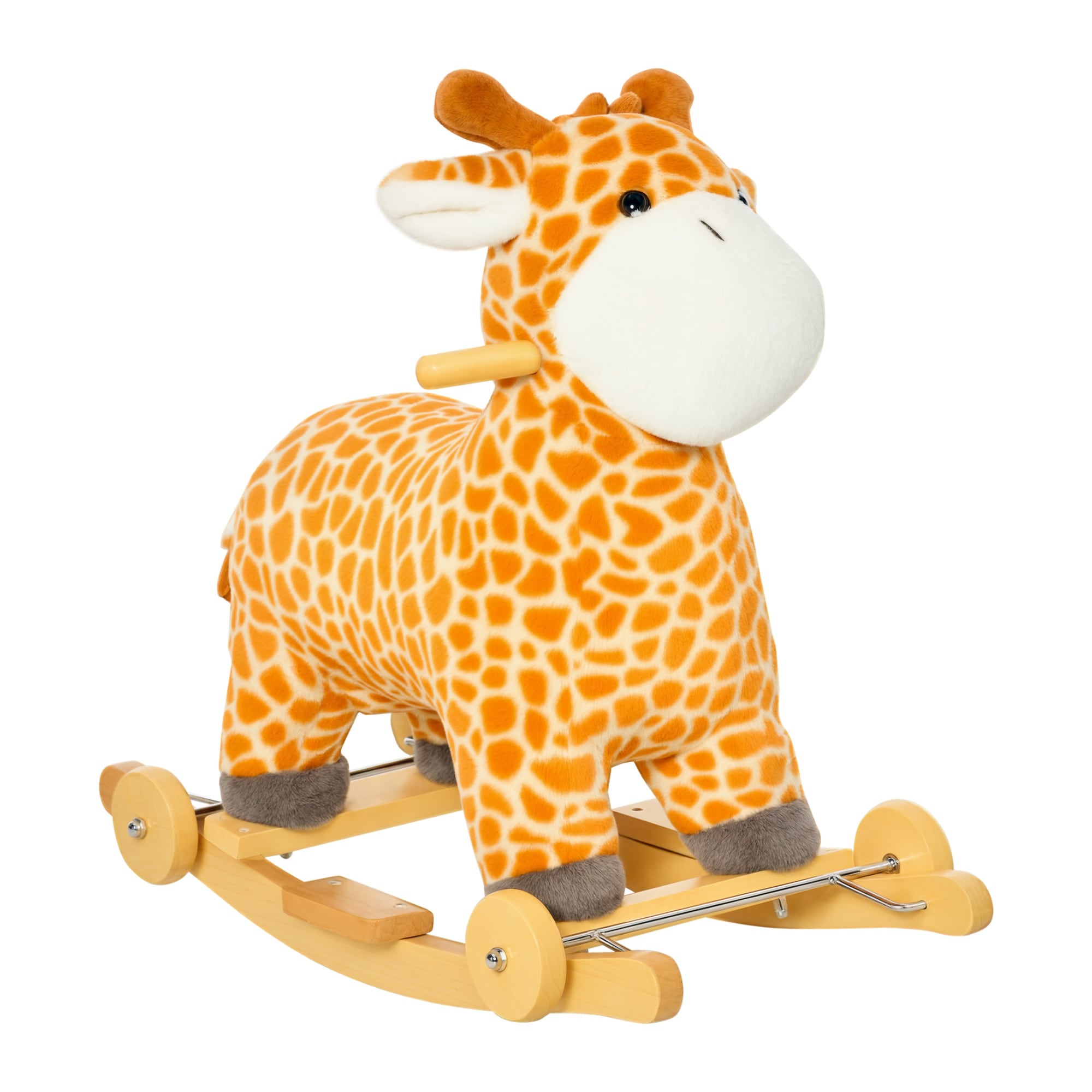Qaba Rocking Horse 2 in 1 Kids Ride on Horse Rolling Giraffe Animal ...
