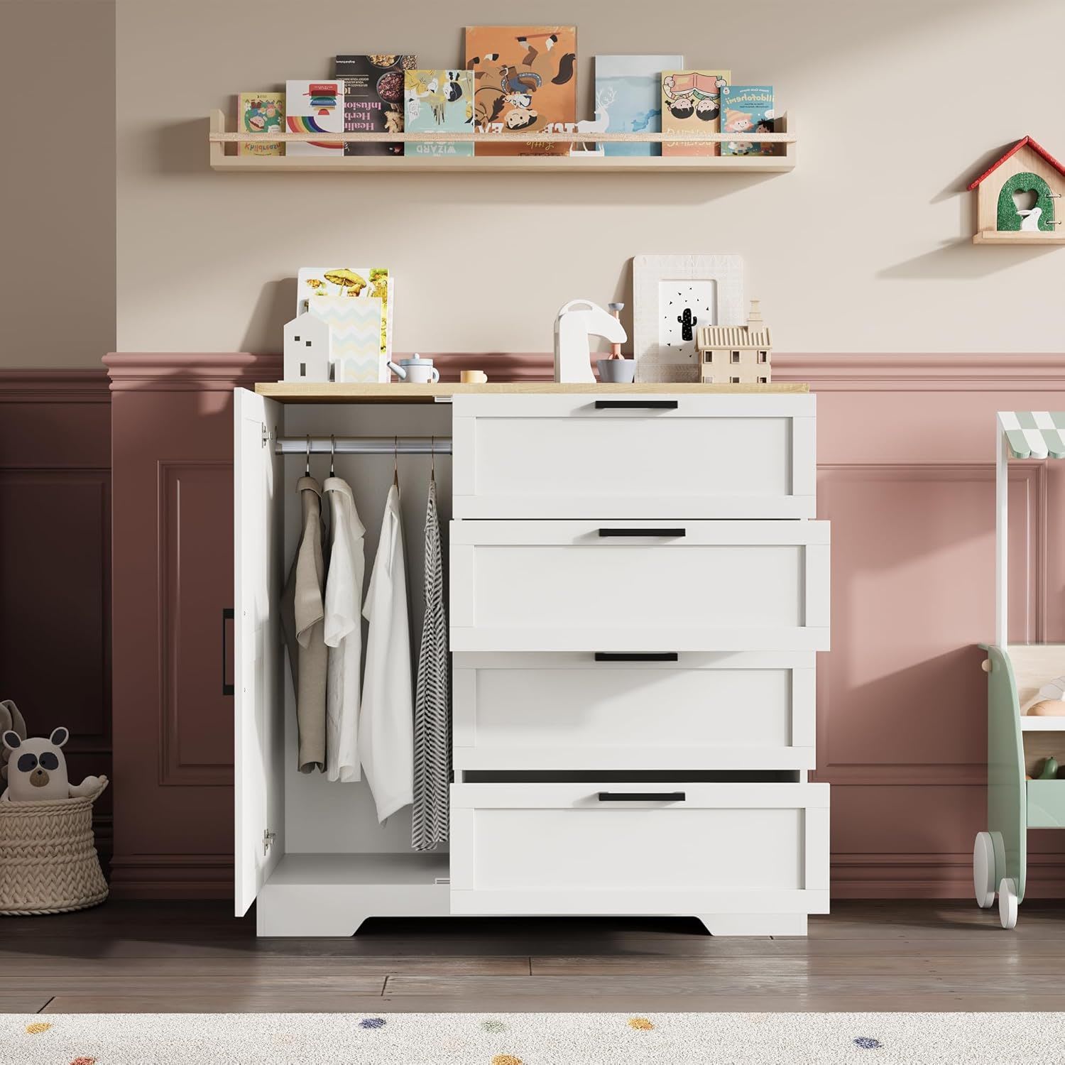 Garvee Modern Multifunctional Wood Dresser With Four Drawers Storage ...