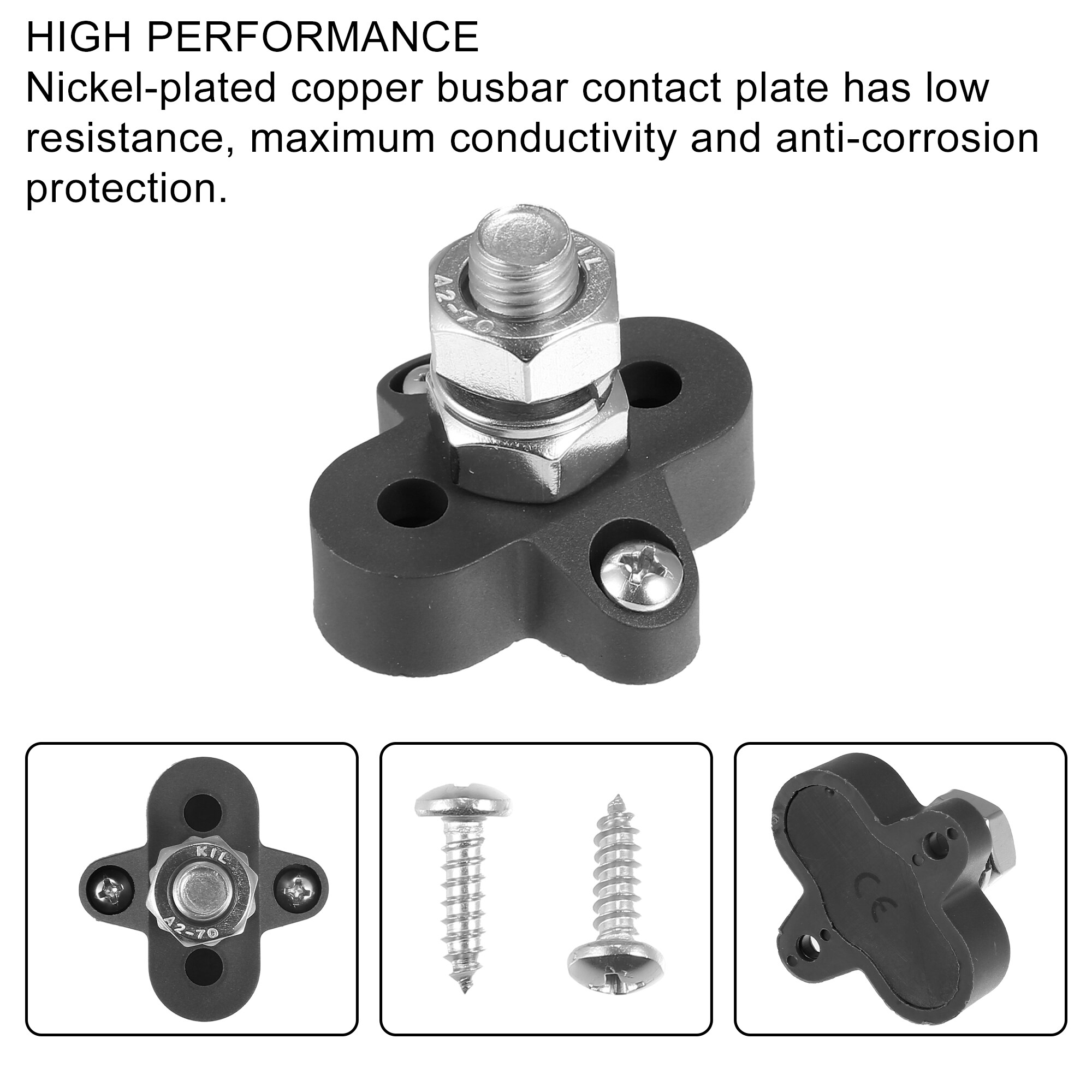 Unique Bargains 4pcs Bus Bar Junction Block M10 Single Stud Double Post ...