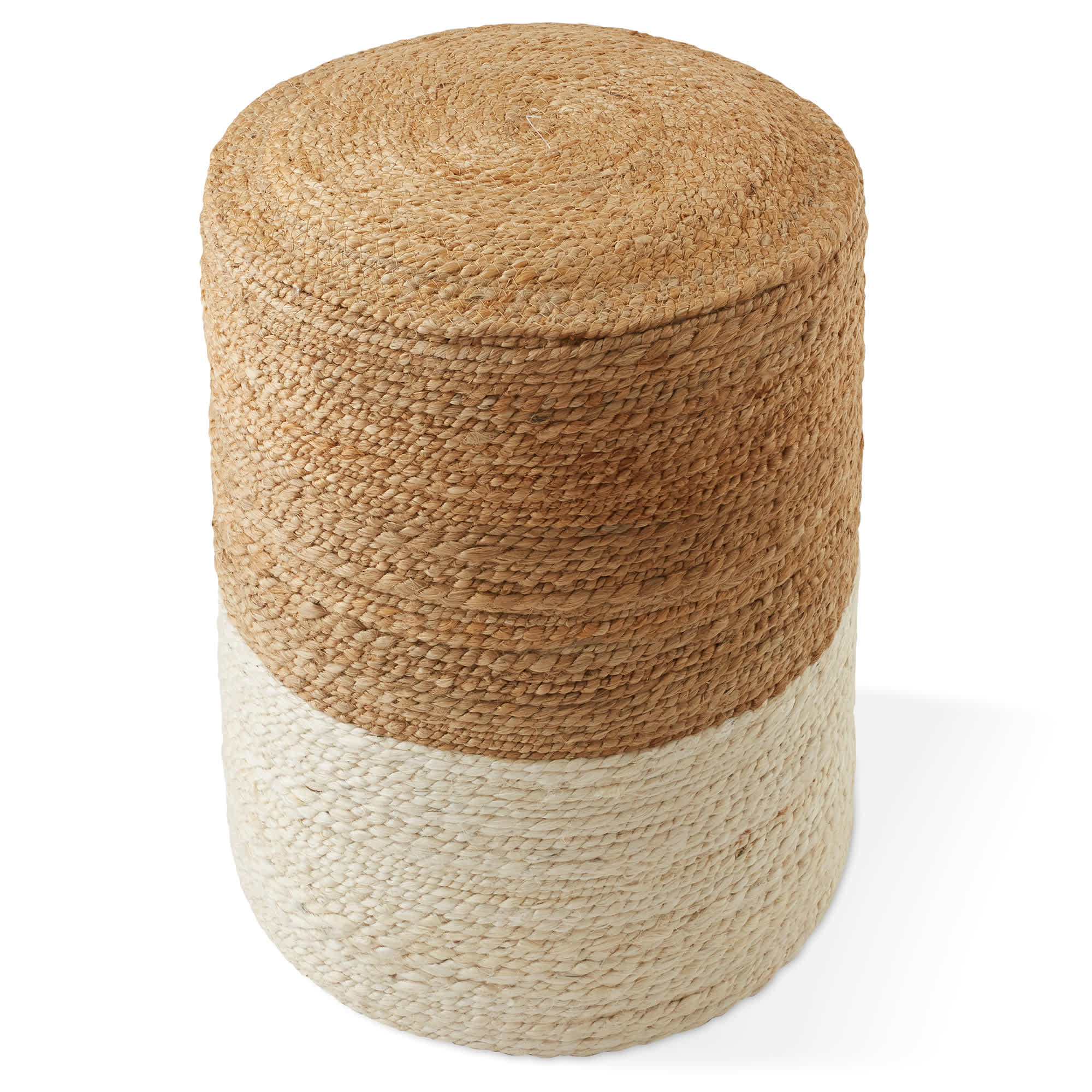 Casafield Hand-Braided Jute Pouf Ottoman, 14-in W x 14-in D x 16-in H ...