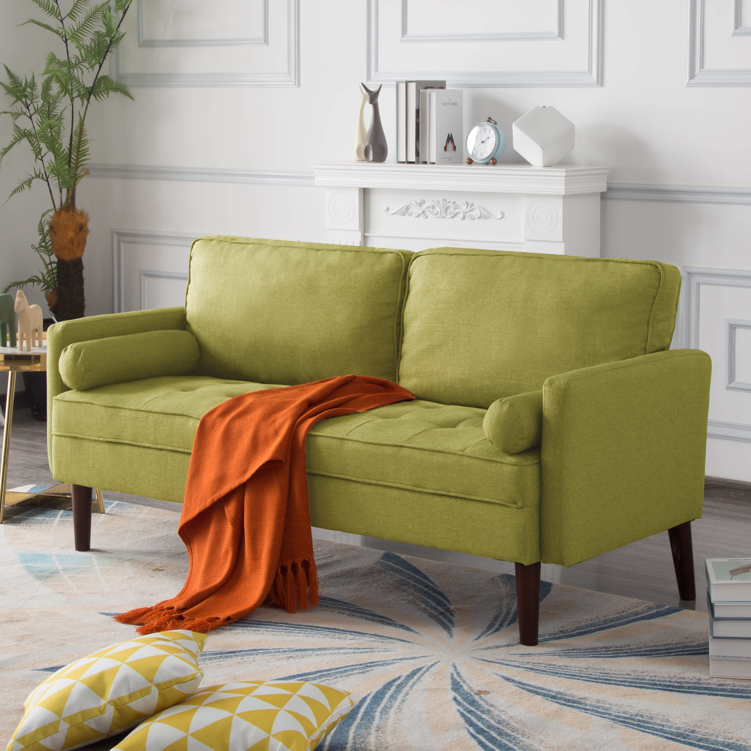 Vynxaria 65inch Modern Couch Loveseat Chic Minimalist Sofa for Living ...