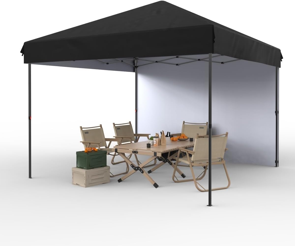 Qeetex 10 By 10 Pop Up Canopy Tent With One Sidewall Heavy Duty 210D O ...