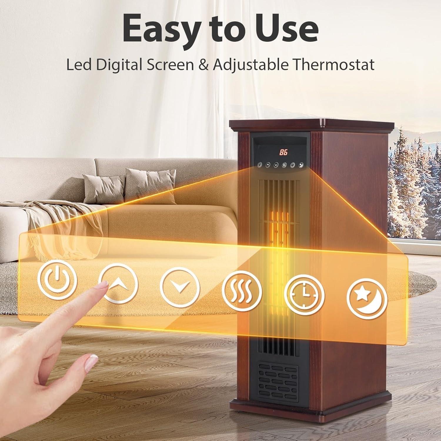 EdenDirect 1500 -Watt Quartz radiant Tower Indoor Electric Space Heater ...