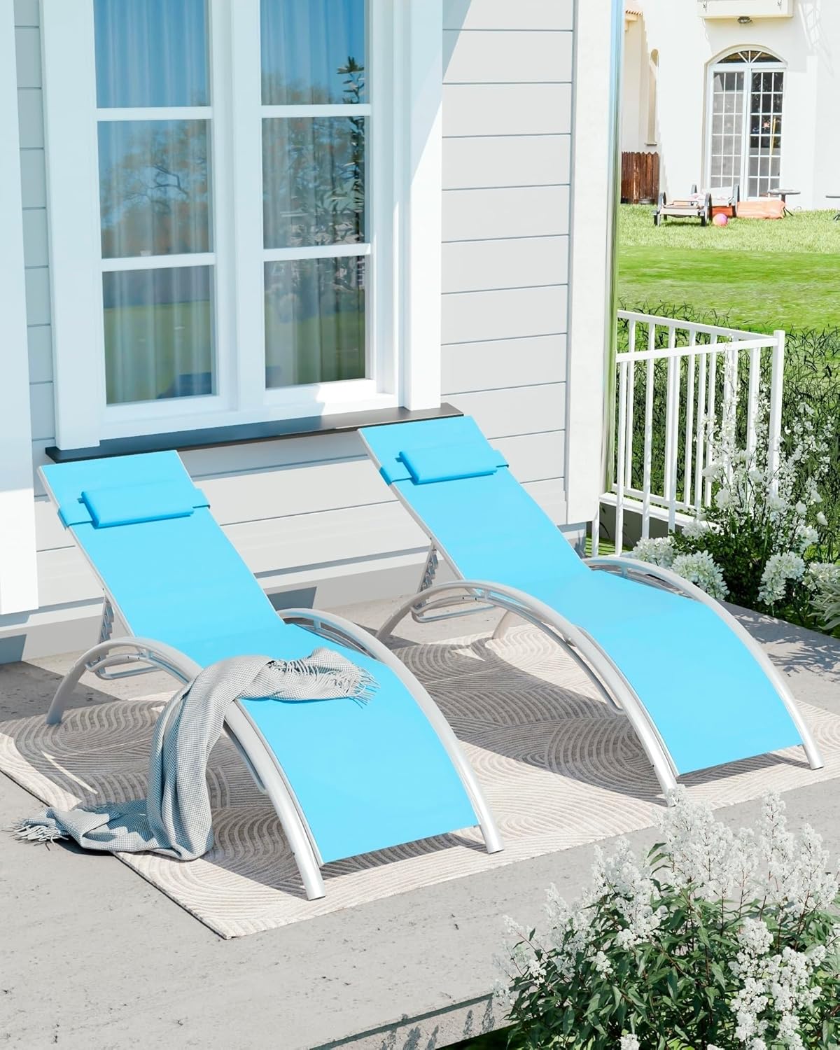 GAOMON Patio Chaise Lounge Chairs- Adjustable Aluminum All-Weather for ...