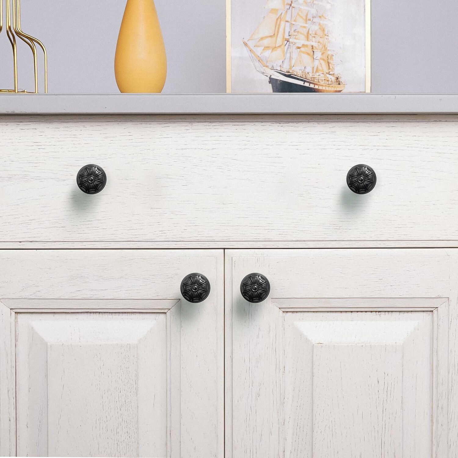 Miaokesen 1-3/5-in Matte Black Mushroom Modern Cabinet Knob 6 -Pack in the Cabinet Knobs ...