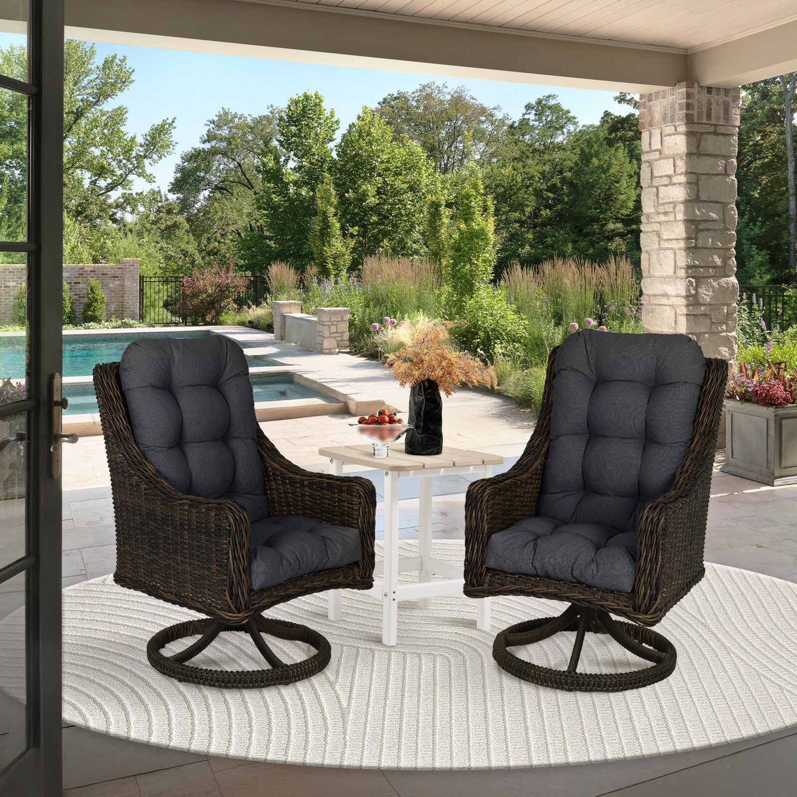 Aoodor Tufted Patio Adirondack Chair Cushions 18-in x 20.5-in 2 -Piece ...