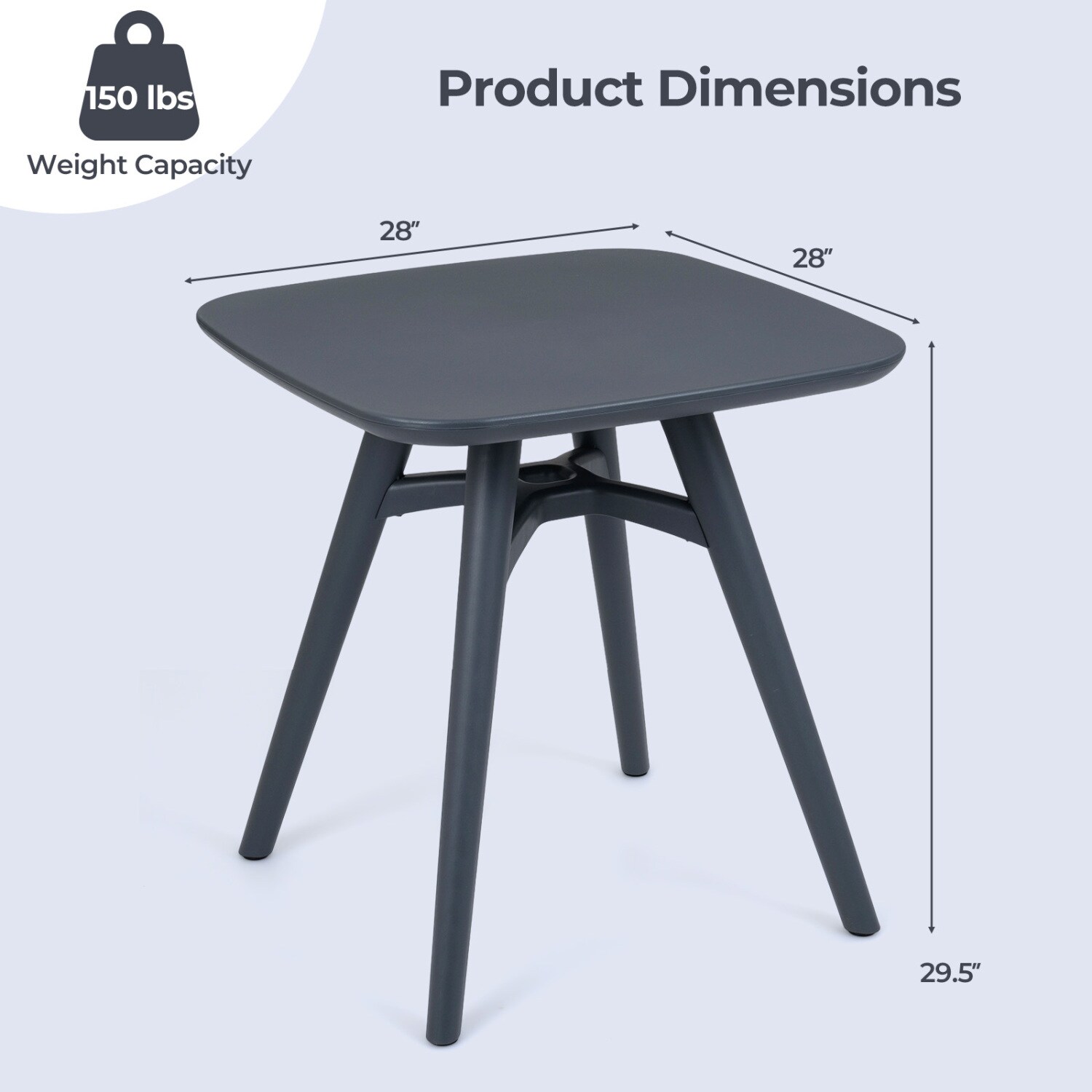 Slickblue Square Plastic Outdoor Bistro Dining Table Seats Up To 4 For ...
