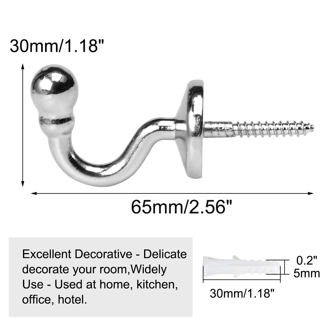 Unique Bargains Curtain Tieback Hooks Stainless Steel Tassel Curtain ...