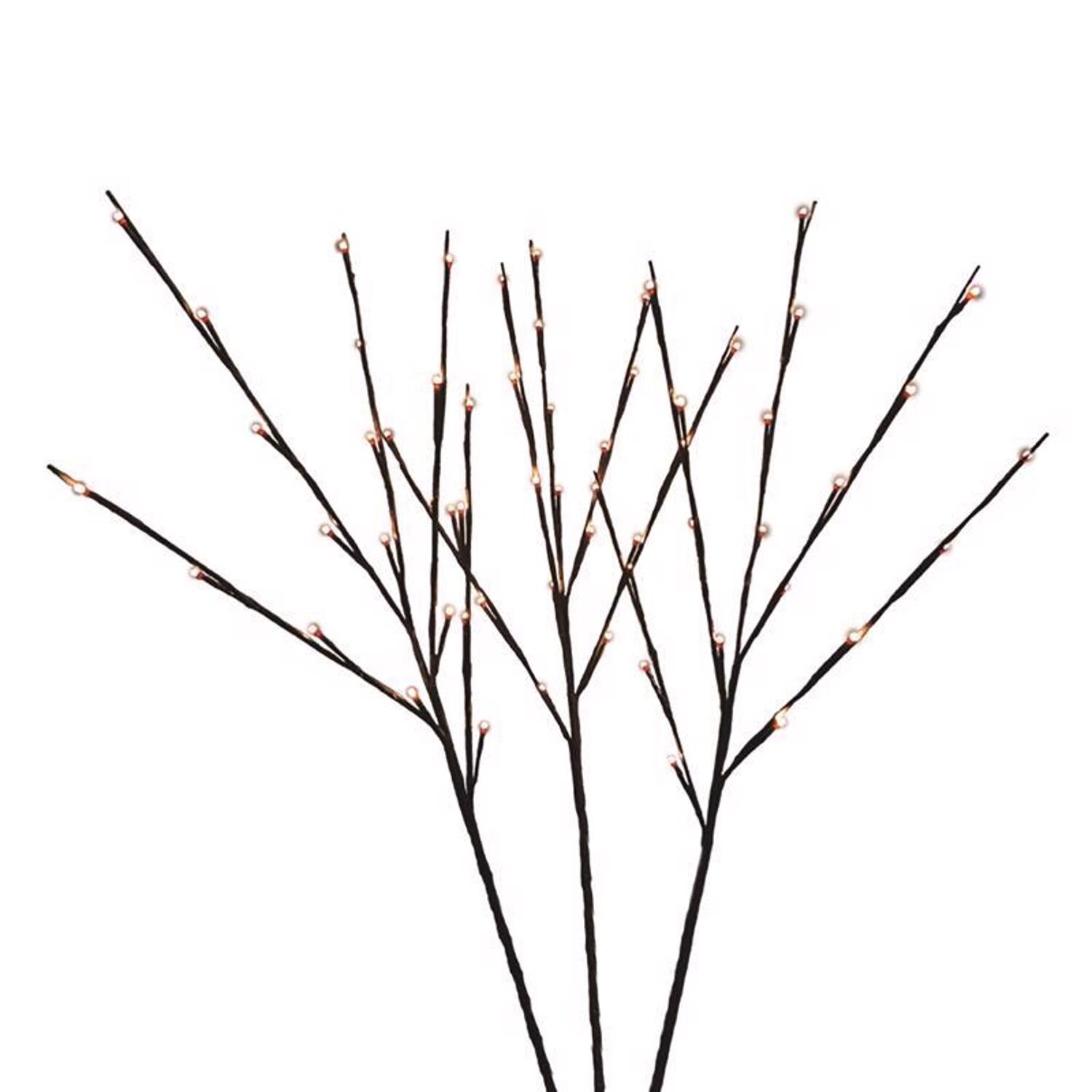 Celebrations LED Warm White Lighted Brown Twigs 32 in. Yard Decor Case ...