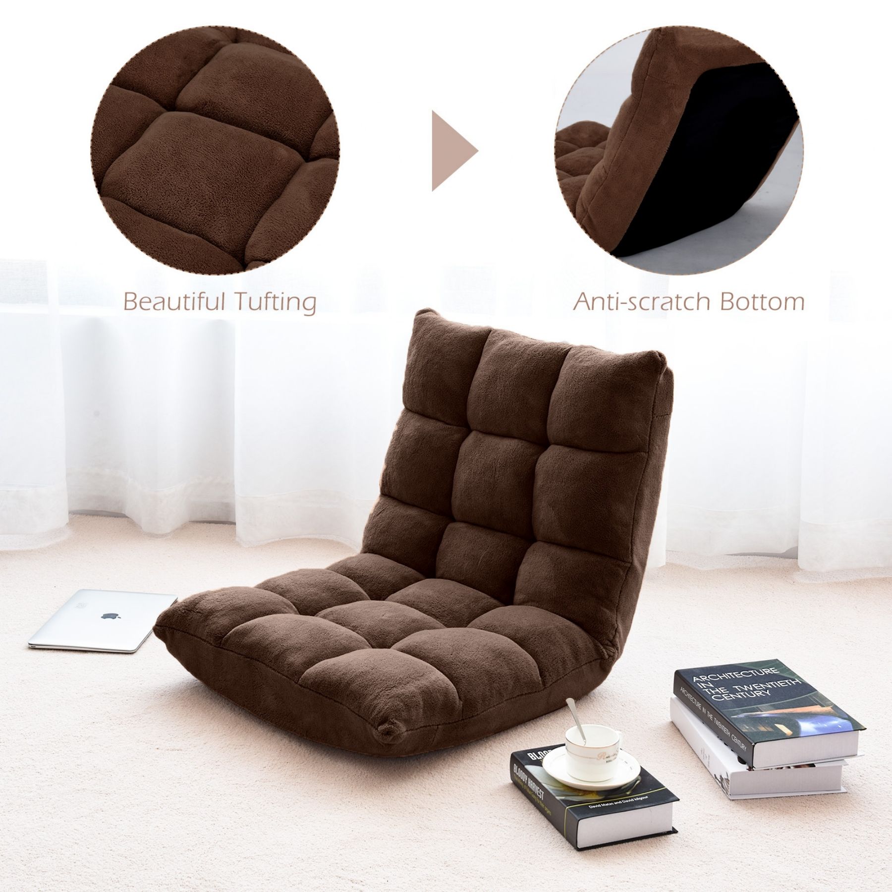 Poinic 14-Position Adjustable Folding Cushioned 19.5-in W Modern Coffee ...