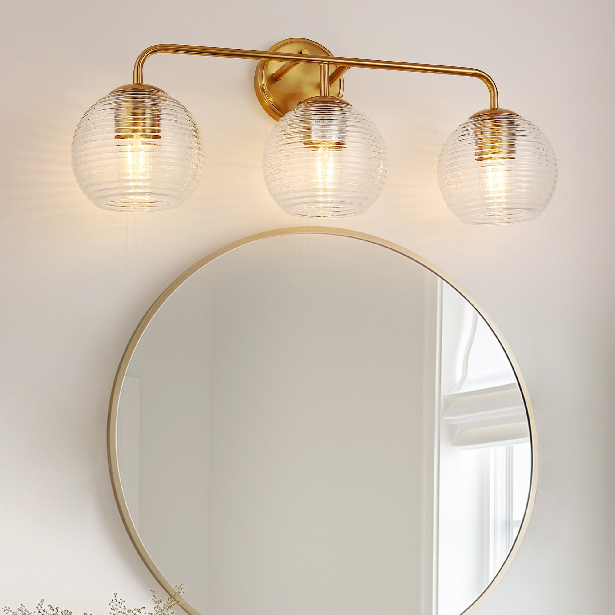 DORESshop Modern 25 inch 3 Light Gold Vanity Light Fixture with Globe ...