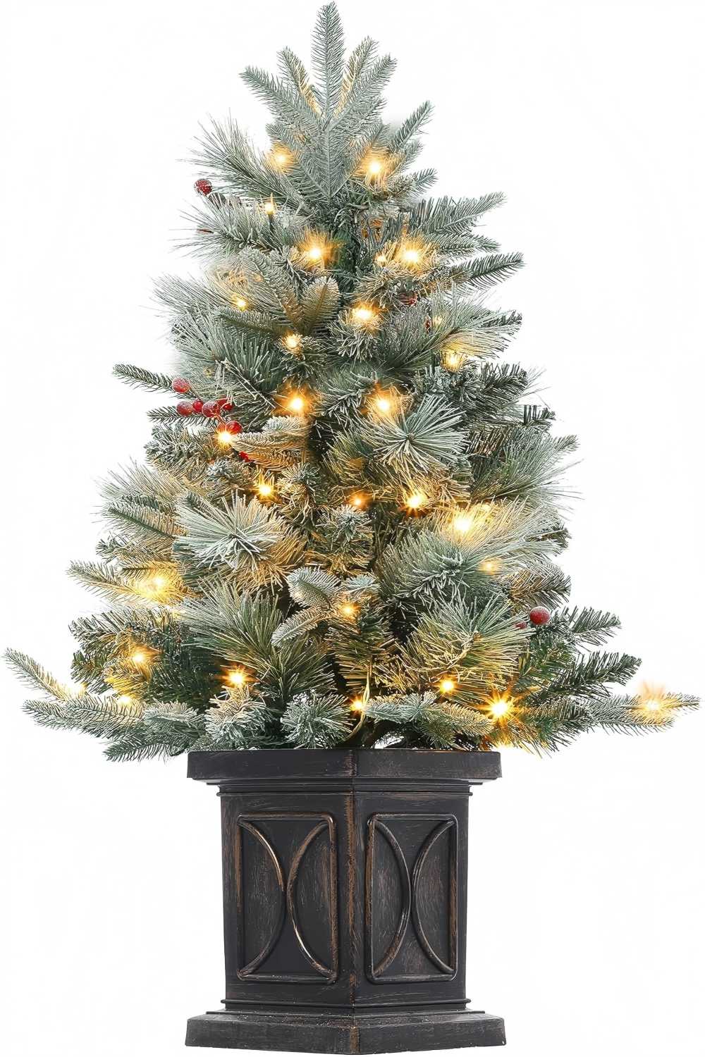 Qeetex 3ft Small Christmas Tree Pre-Lit Artificial Christmas Tree with ...