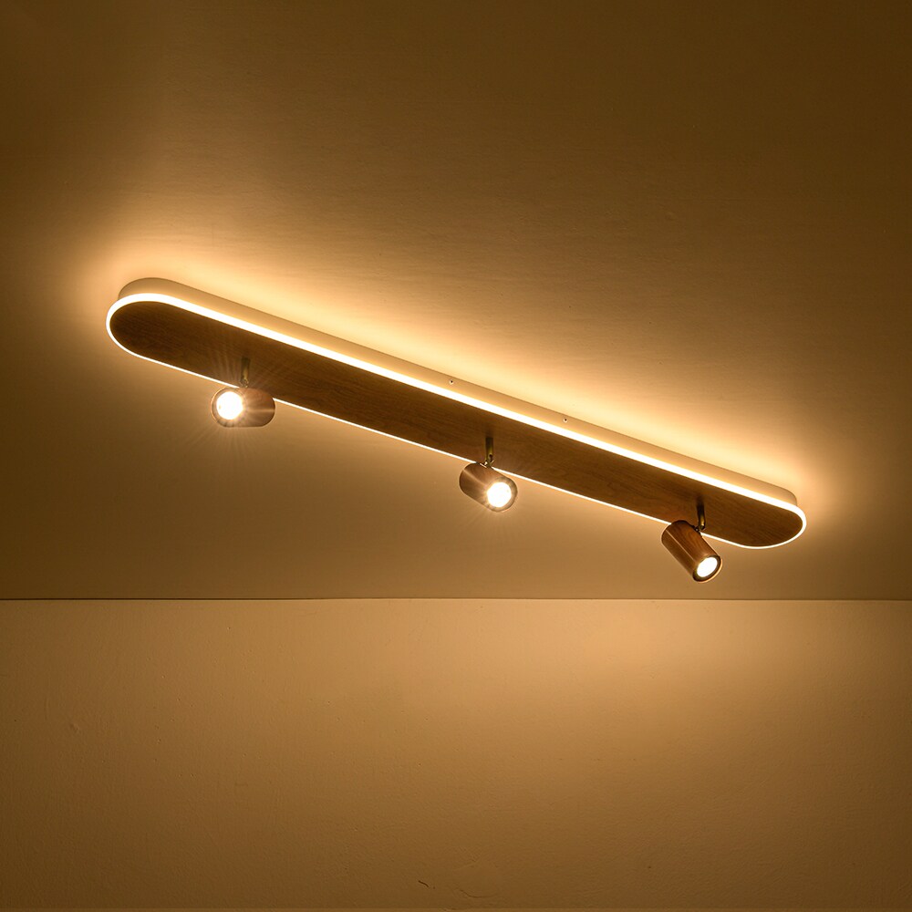 Zicbol 47.24-in Oak Finish Indoor 3 -Light LED Flush Mount Light with ...