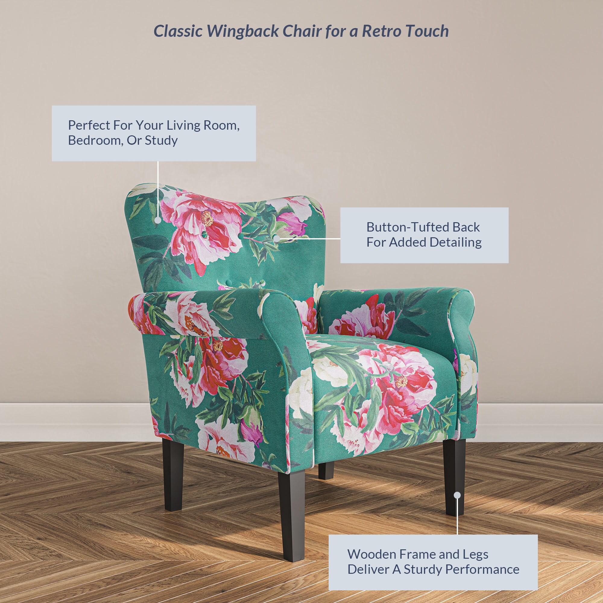 Belleze Modern Accent Chair High Back Armchair Wingback Side Chair ...