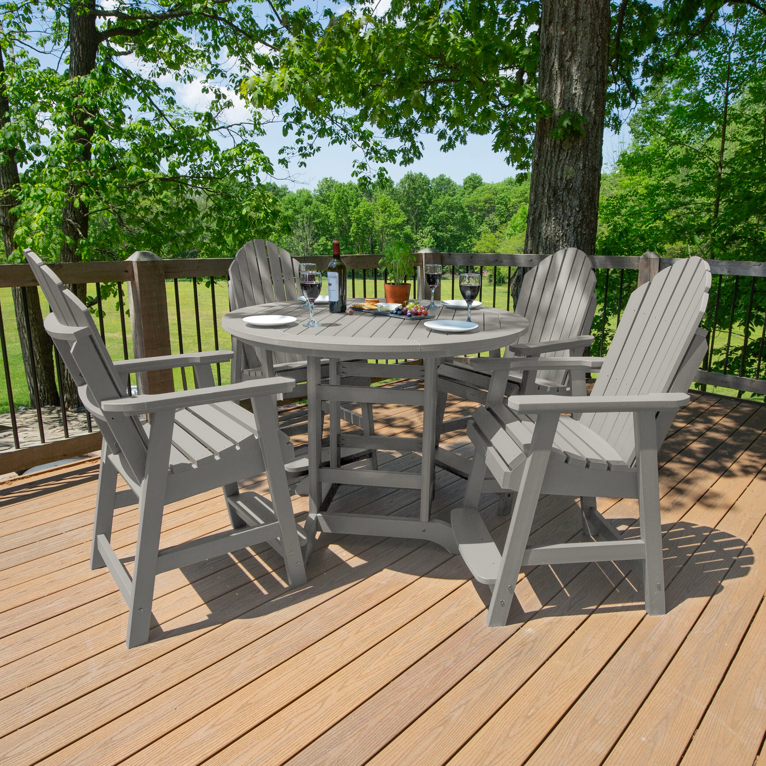 highwood Hamilton 5 -Piece Harbor Gray Counter height Plastic Round ...