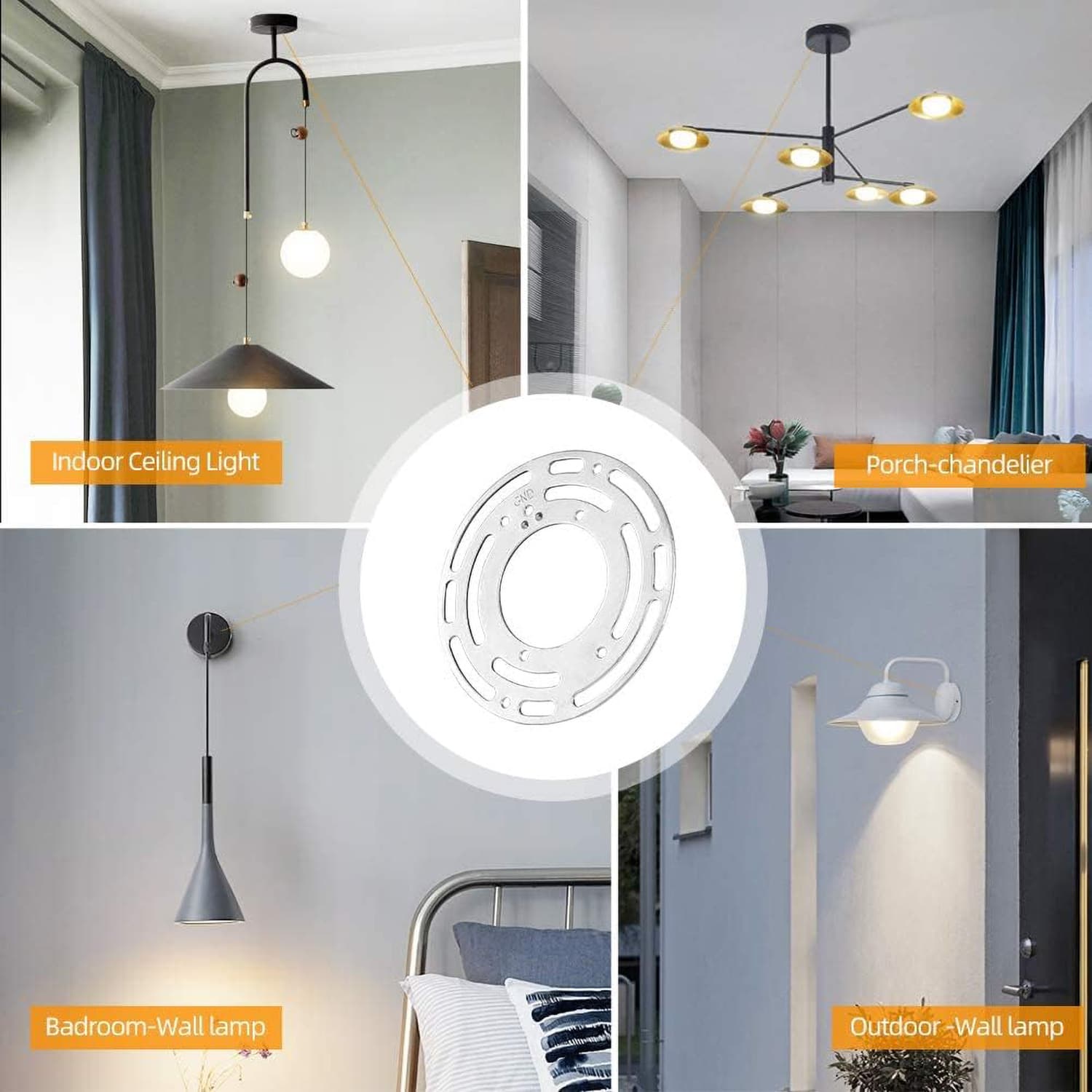 Etokfoks 2 Pack Universal 4 Inch Ceiling Light Mounting Bracket Steel ...