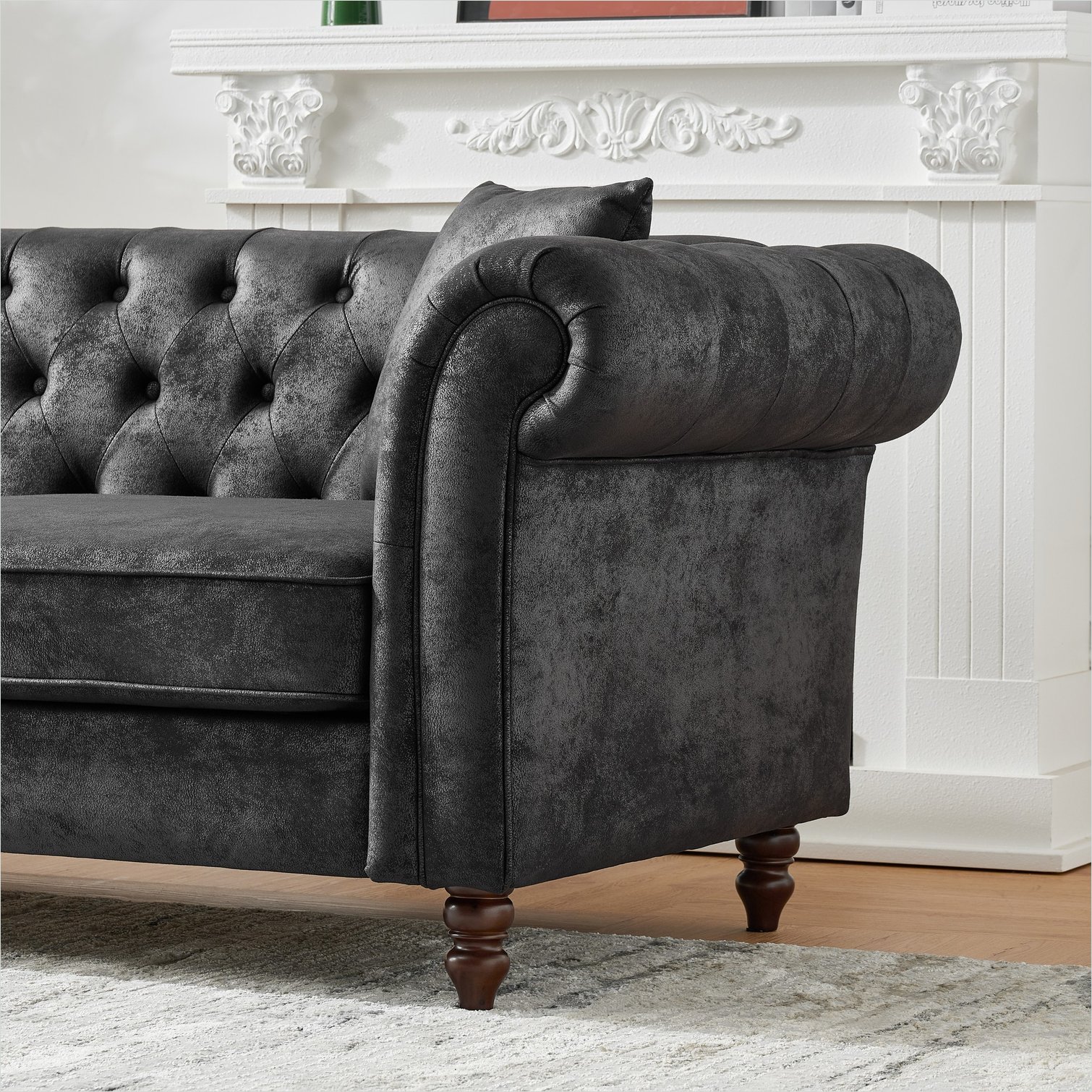Watnature Chesterfield Mid-Century Modern Loveseat with easy-clean Tech ...