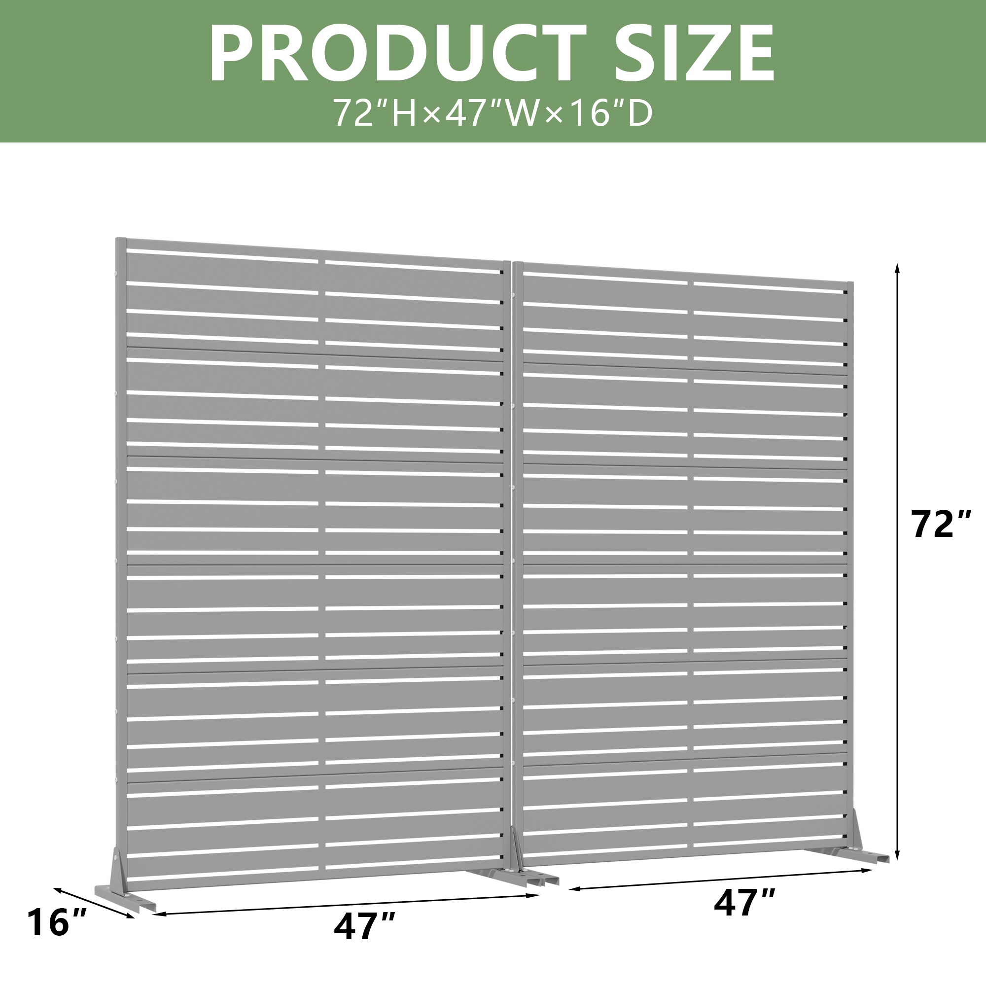 Wooakway 6 x 4 ft Rectangular Louver Privacy Screen Galvanized Steel ...