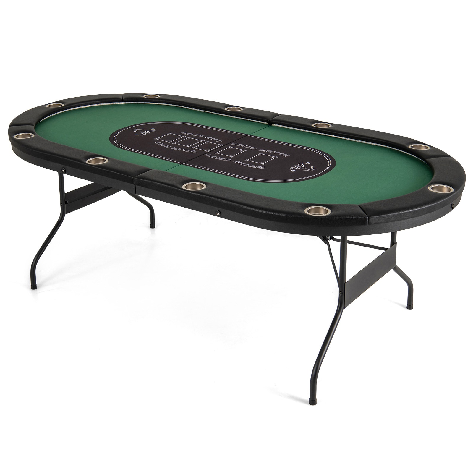 SUGIFT 10-Player Foldable Poker Tabletop With LED Lights 4 USB Ports 10 ...