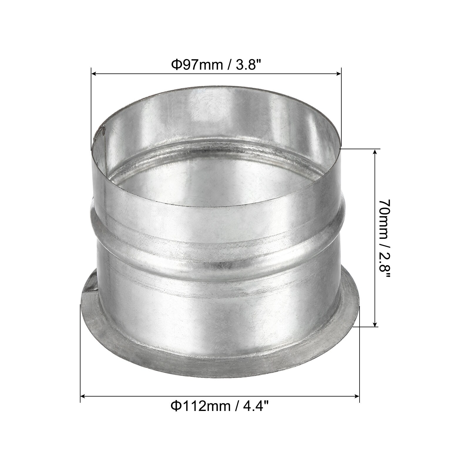 PATIKIL 4 inch Duct Connector Metal Flange Fitting Duct Air Tight ...