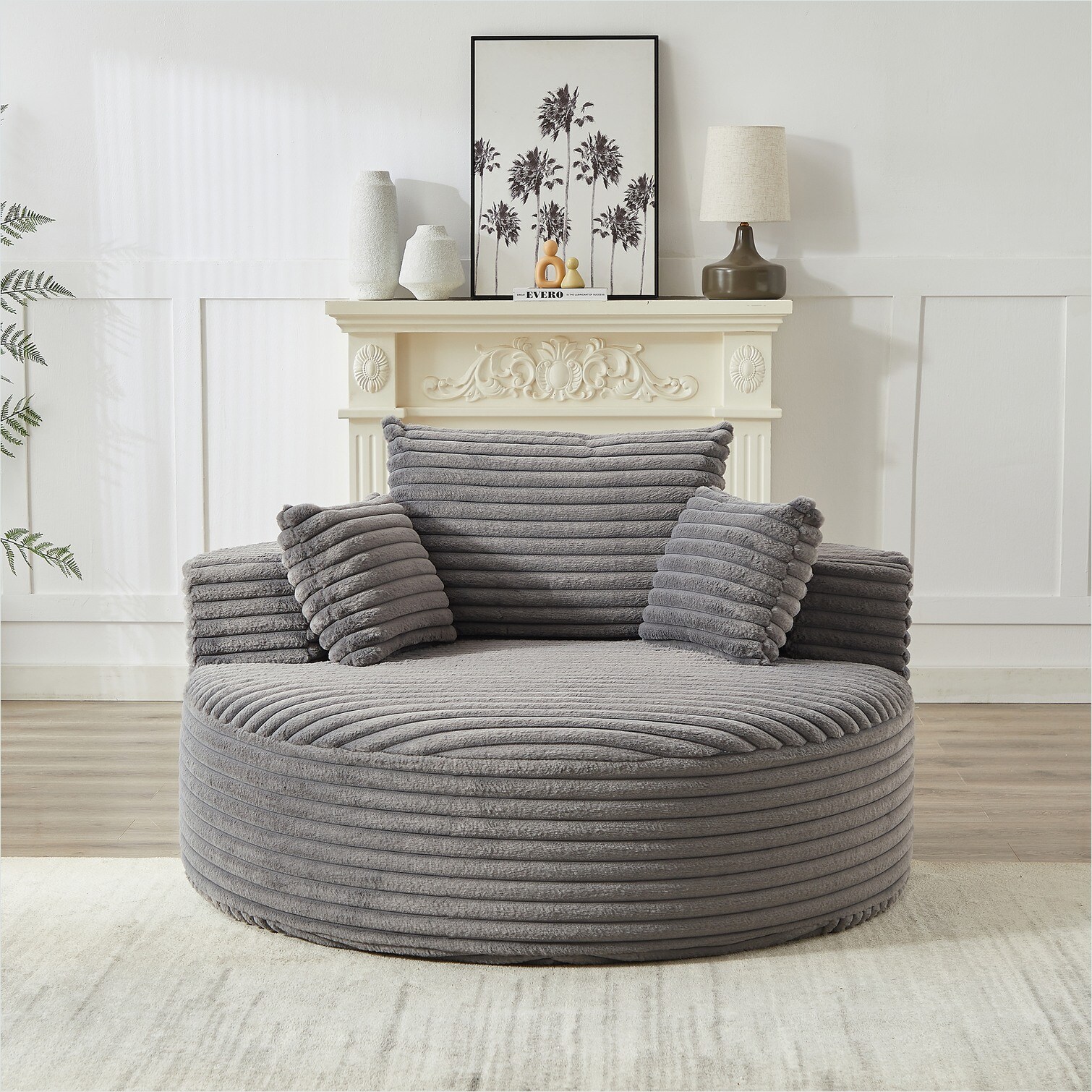 Naturefalls Single Sleeper Sofa in Cool Gray Corduroy with Integrated ...