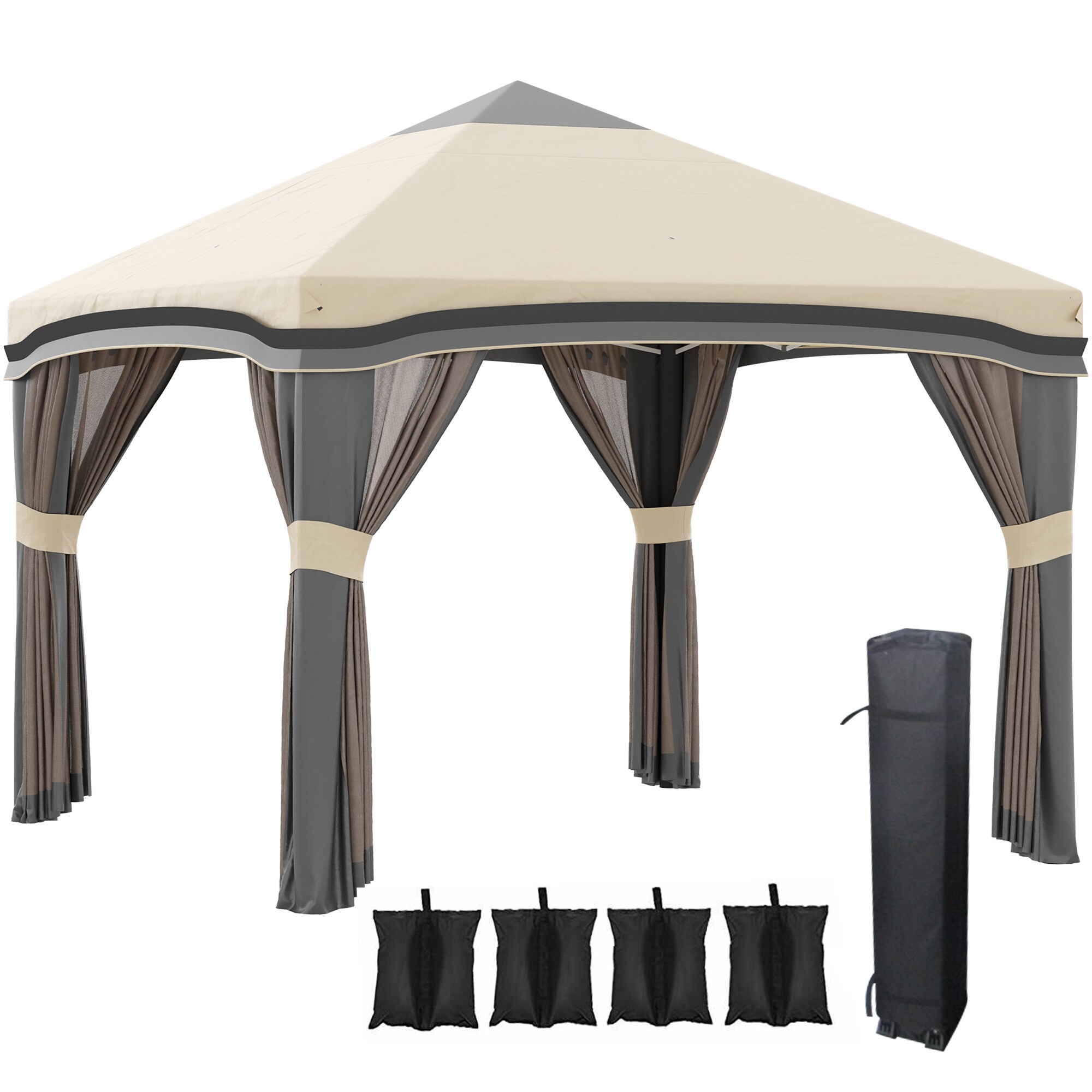 Watnature Outsunny 10 ft x 10 ft Pop Up Canopy Tent with Netting ...