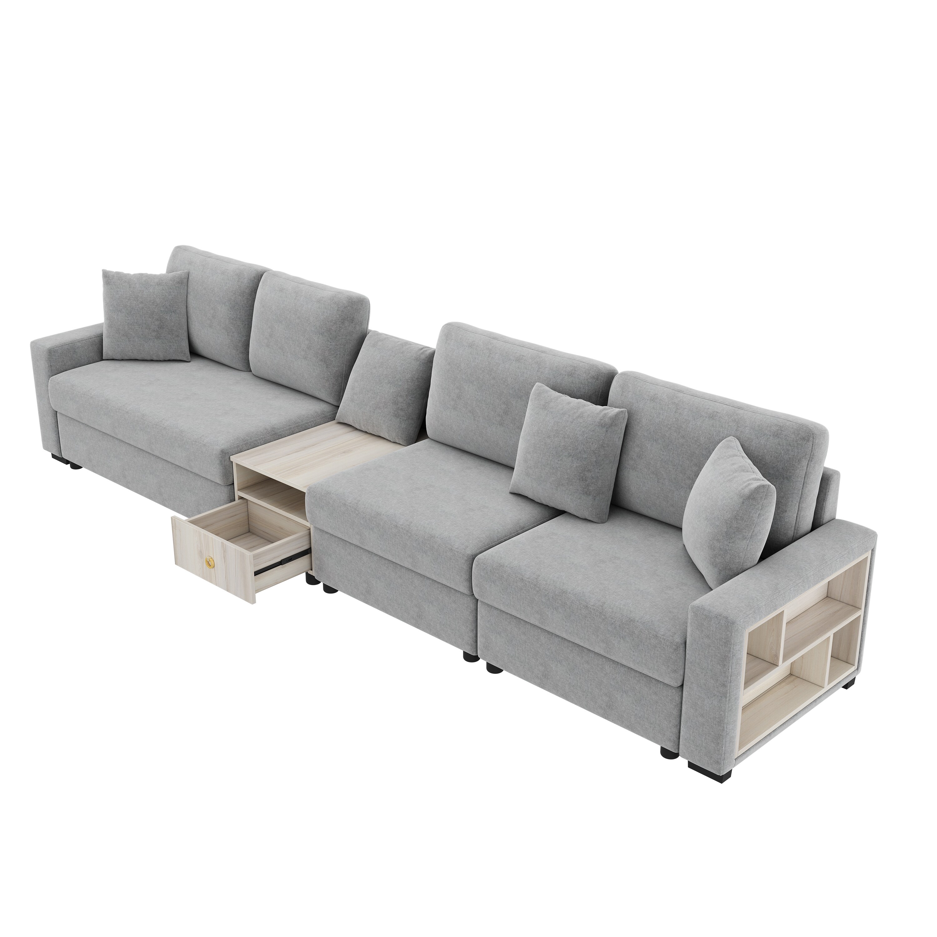Christopher Knight Home Grey Modern 132.5 Inch Modular Sofa Couch with ...