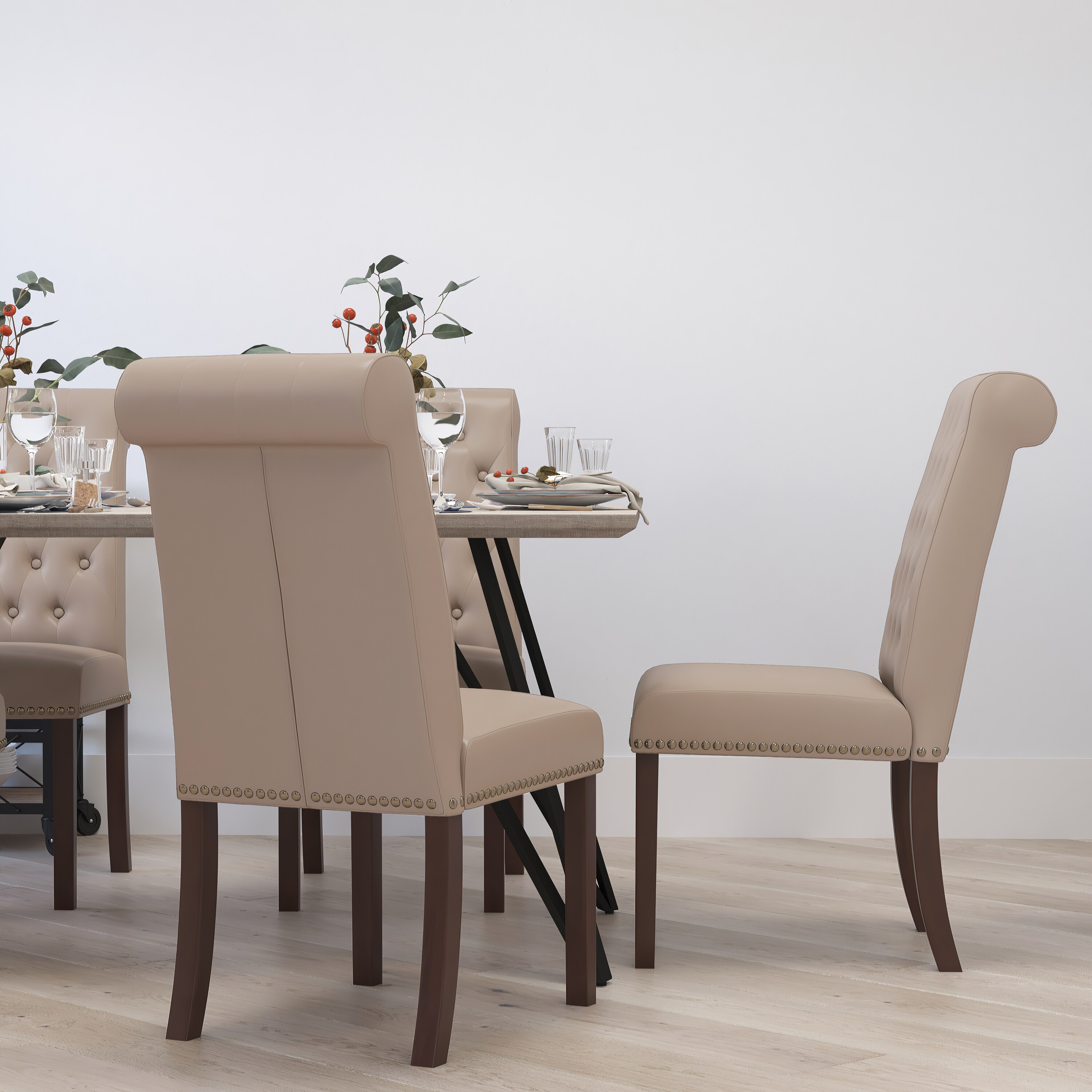 Merrick Lane Falmouth Upholstered Parsons Chair with Nailhead Trim in ...